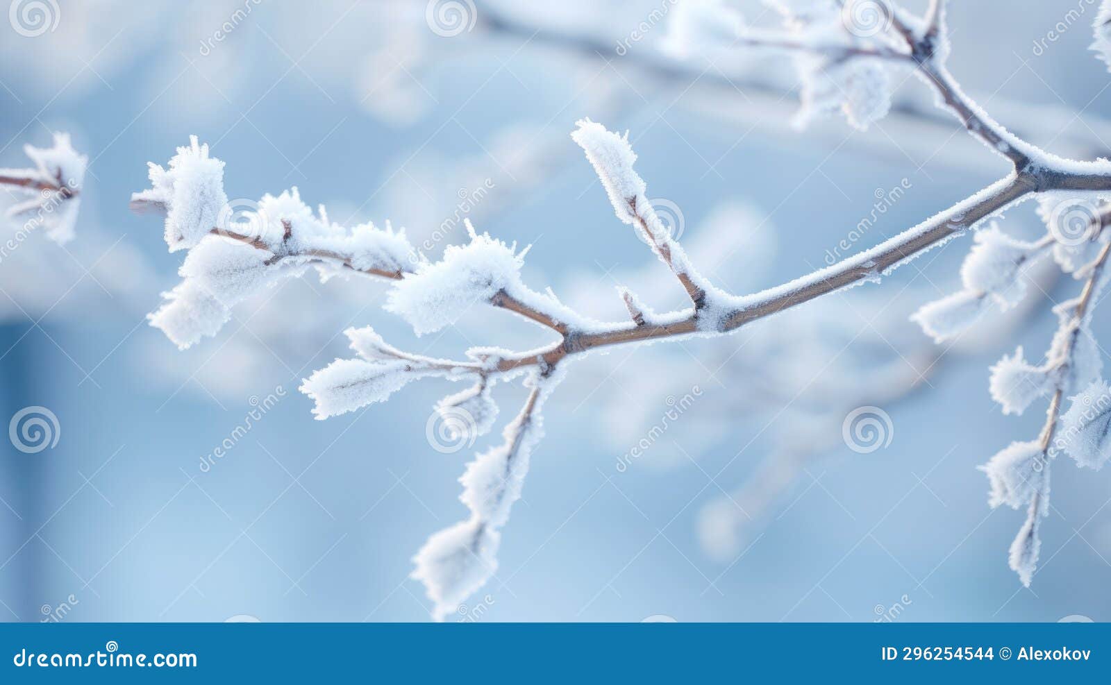 Frozen Tree Branches on a Blue Background. Beautiful Winter Landscape ...