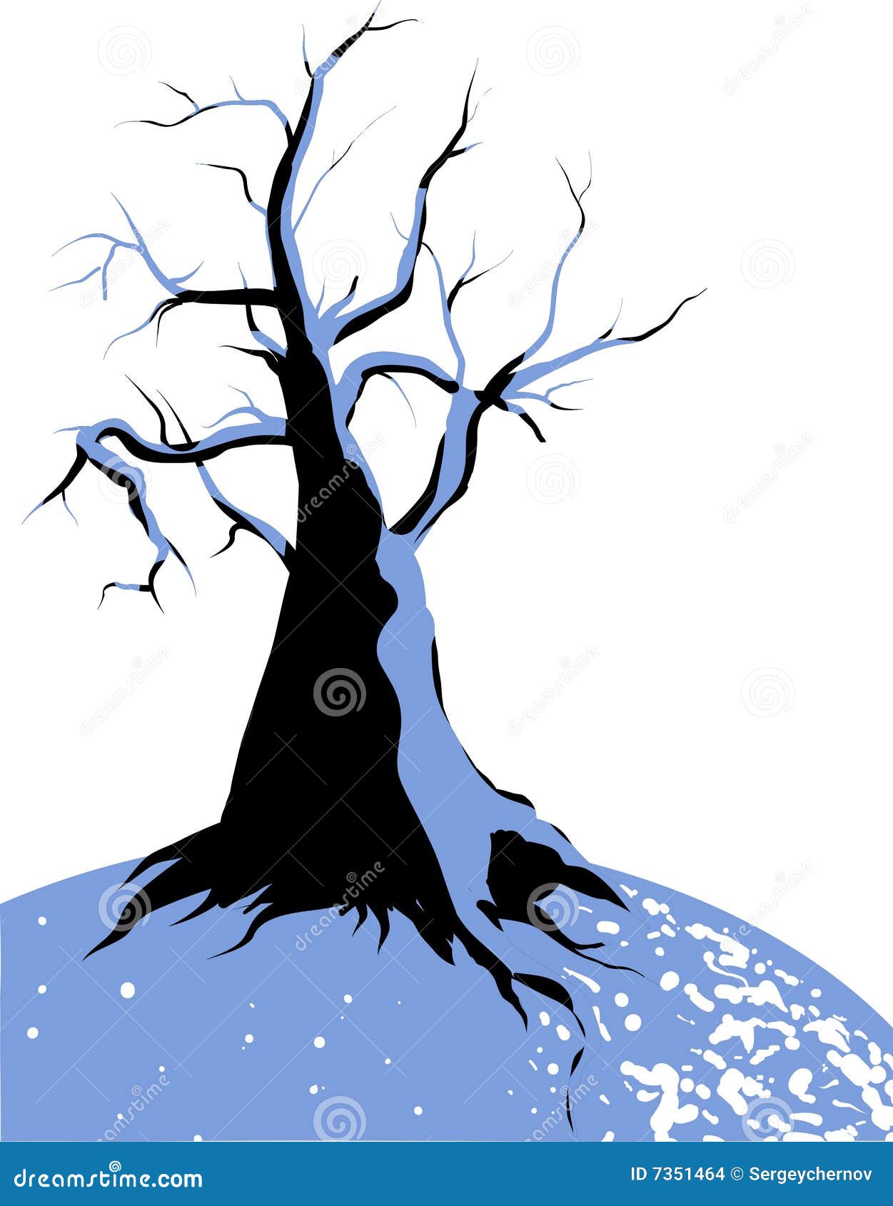 Frozen tree on winter stock vector. Illustration of silhouette - 7351464