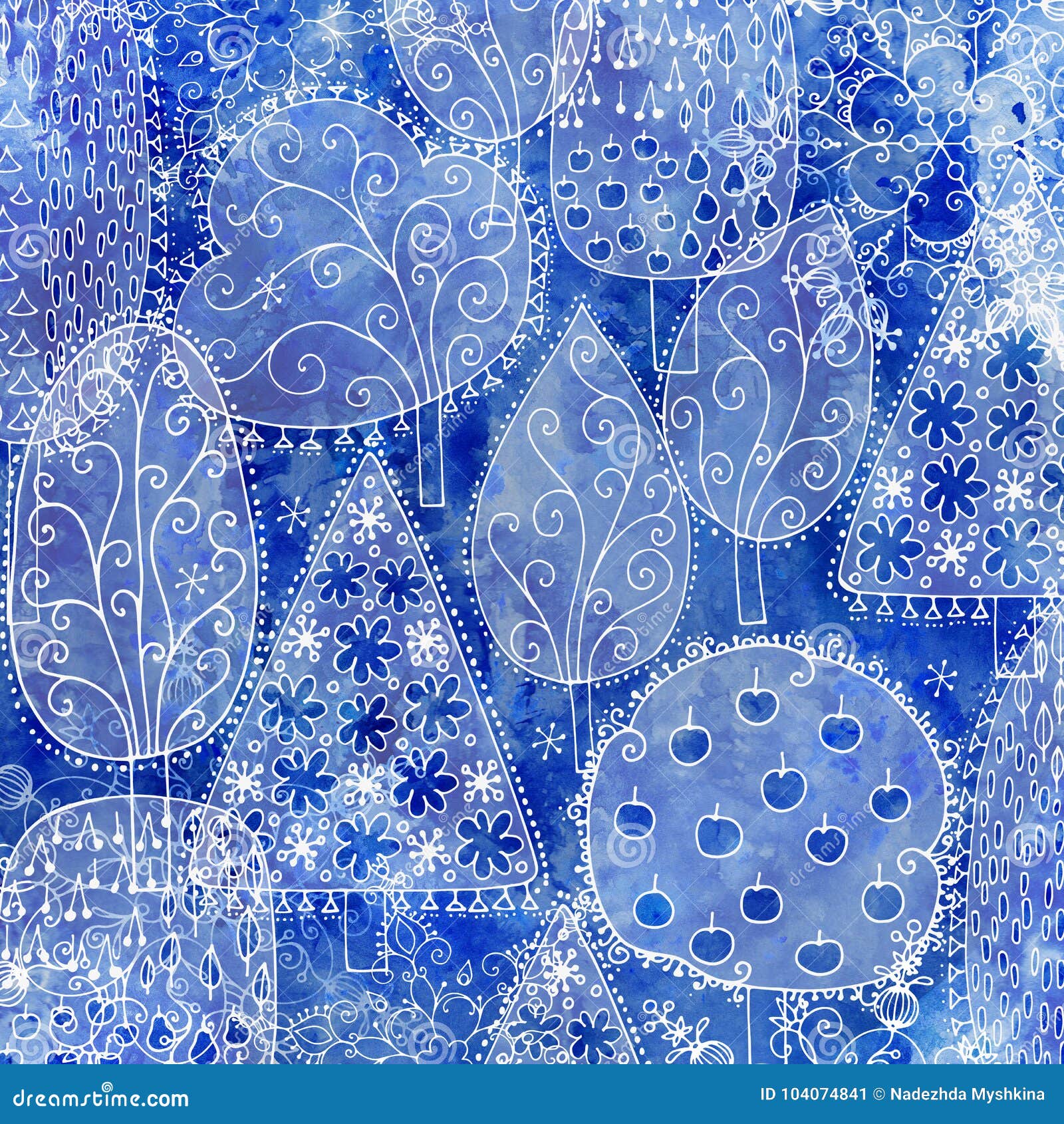 Frozen Trees Winter Forest Background Stock Illustration - Illustration ...