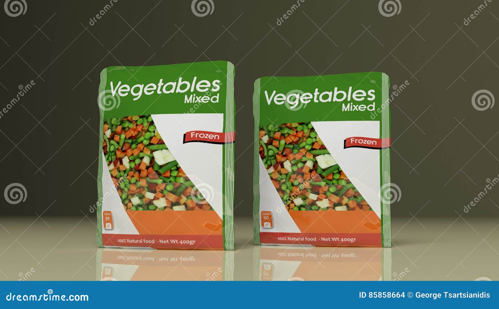Frozen Vegetables Packets. 3d Illustration Stock Illustration ...