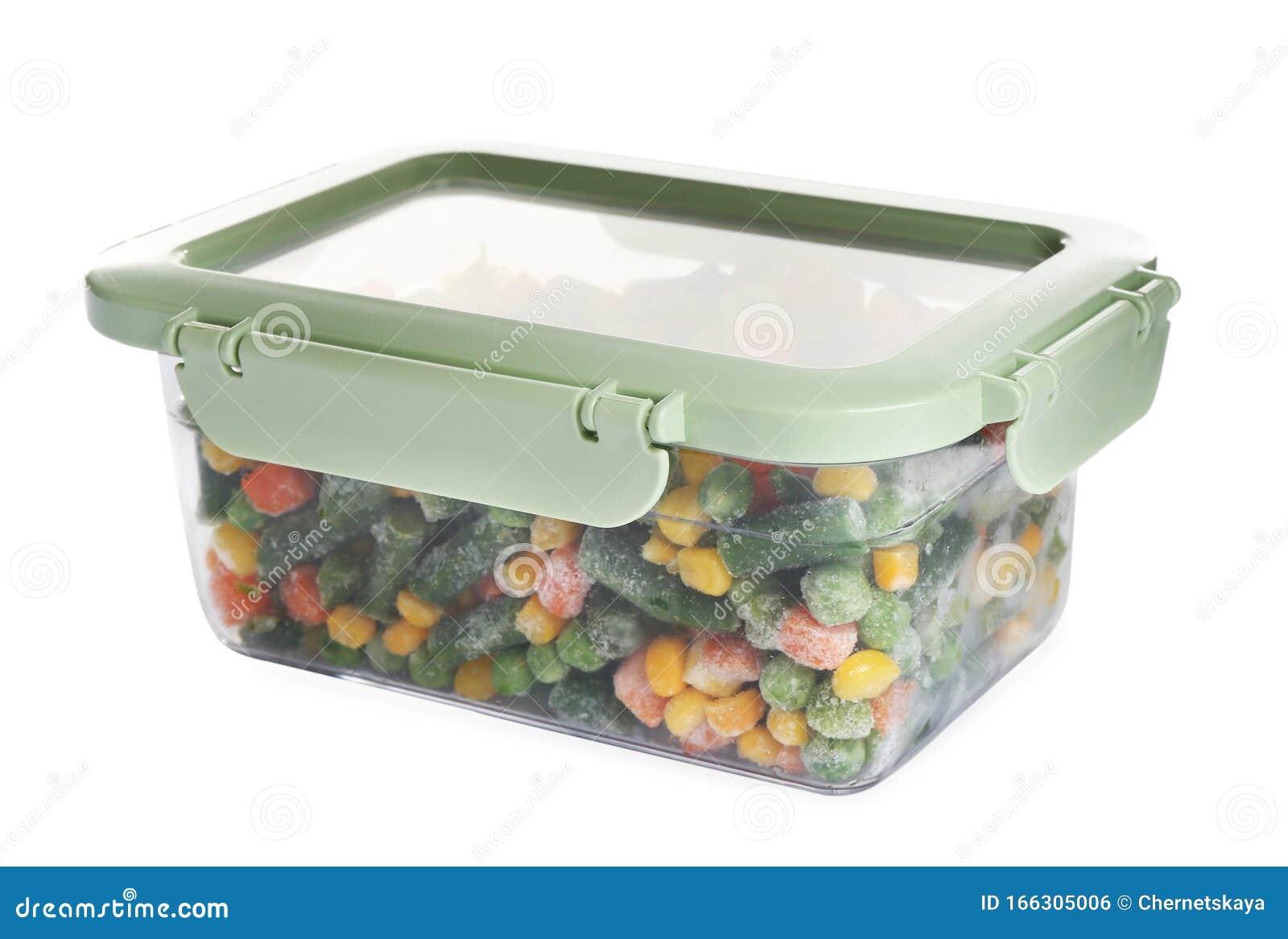 Frozen Vegetables in Plastic Container Isolated Stock Photo - Image of ...