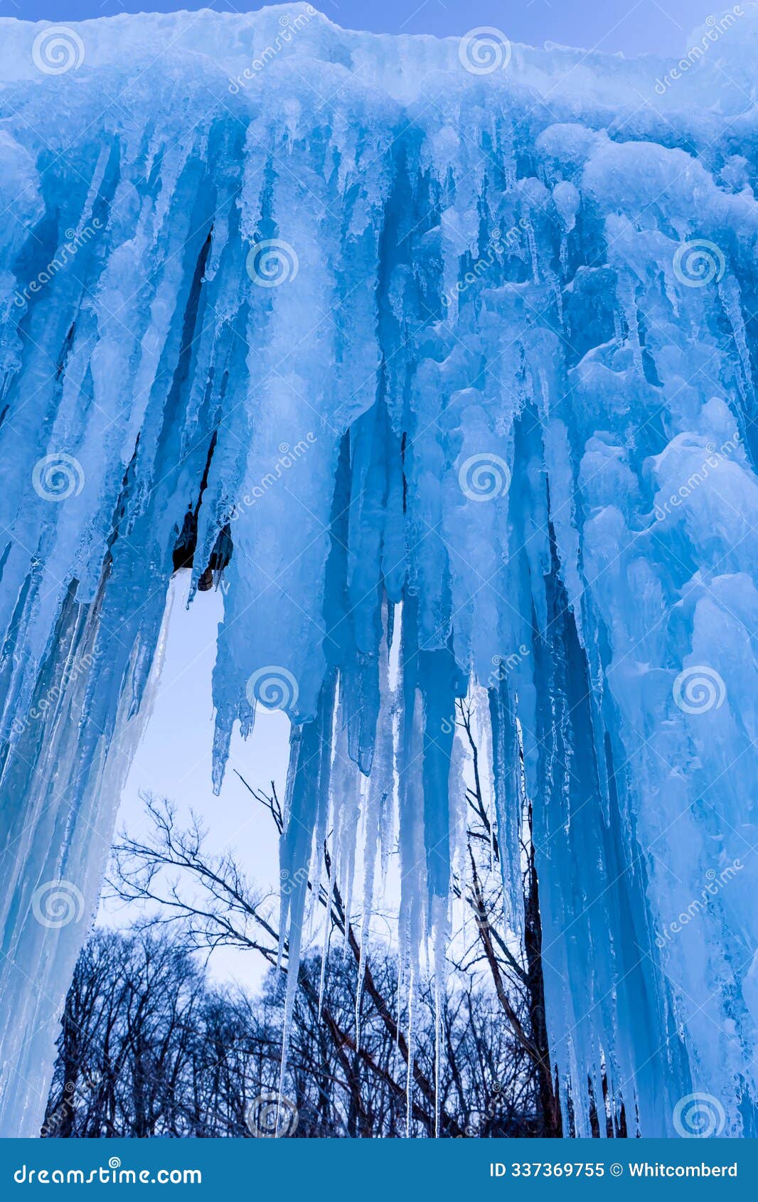 Frozen Vertical Ice Pillars at Lake Shikotsu at Sunset Stock Image ...