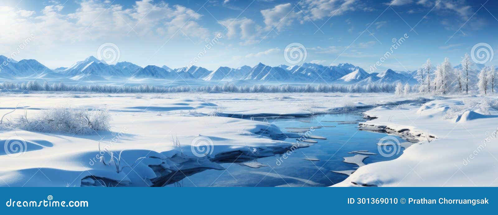 Frozen Wasteland Snow Mountains Panorama, Generate with Ai Stock ...