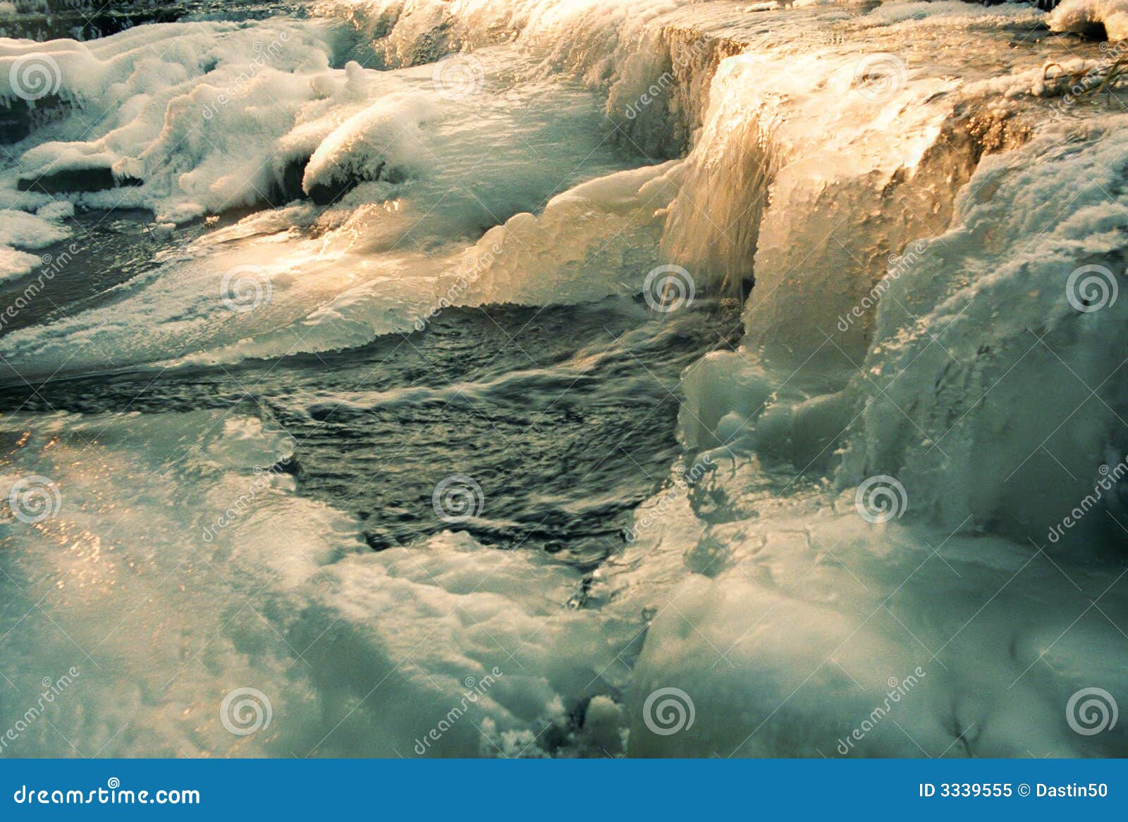 Frozen water at dam stock image. Image of frigid, creek - 3339555