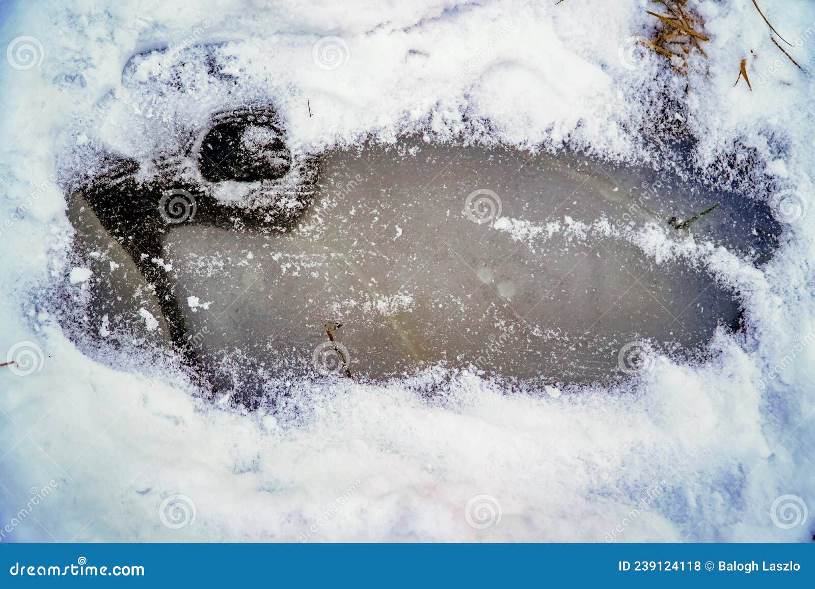 Frozen Water, Ice Under Snow, Winter Background Stock Photo - Image of ...
