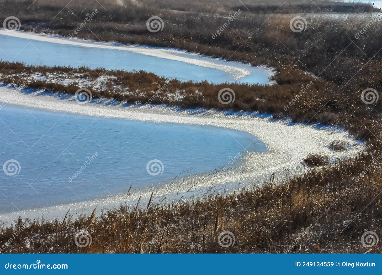 Frozen Water, Patterns of Snow in Small Lakes. Tiligul Estuary, Ukraine ...