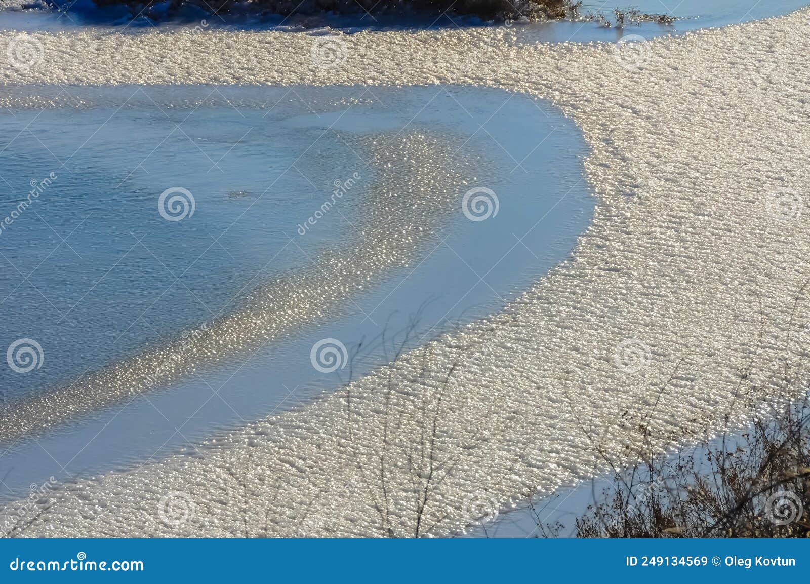 Frozen Water, Patterns of Snow in Small Lakes. Tiligul Estuary, Ukraine ...