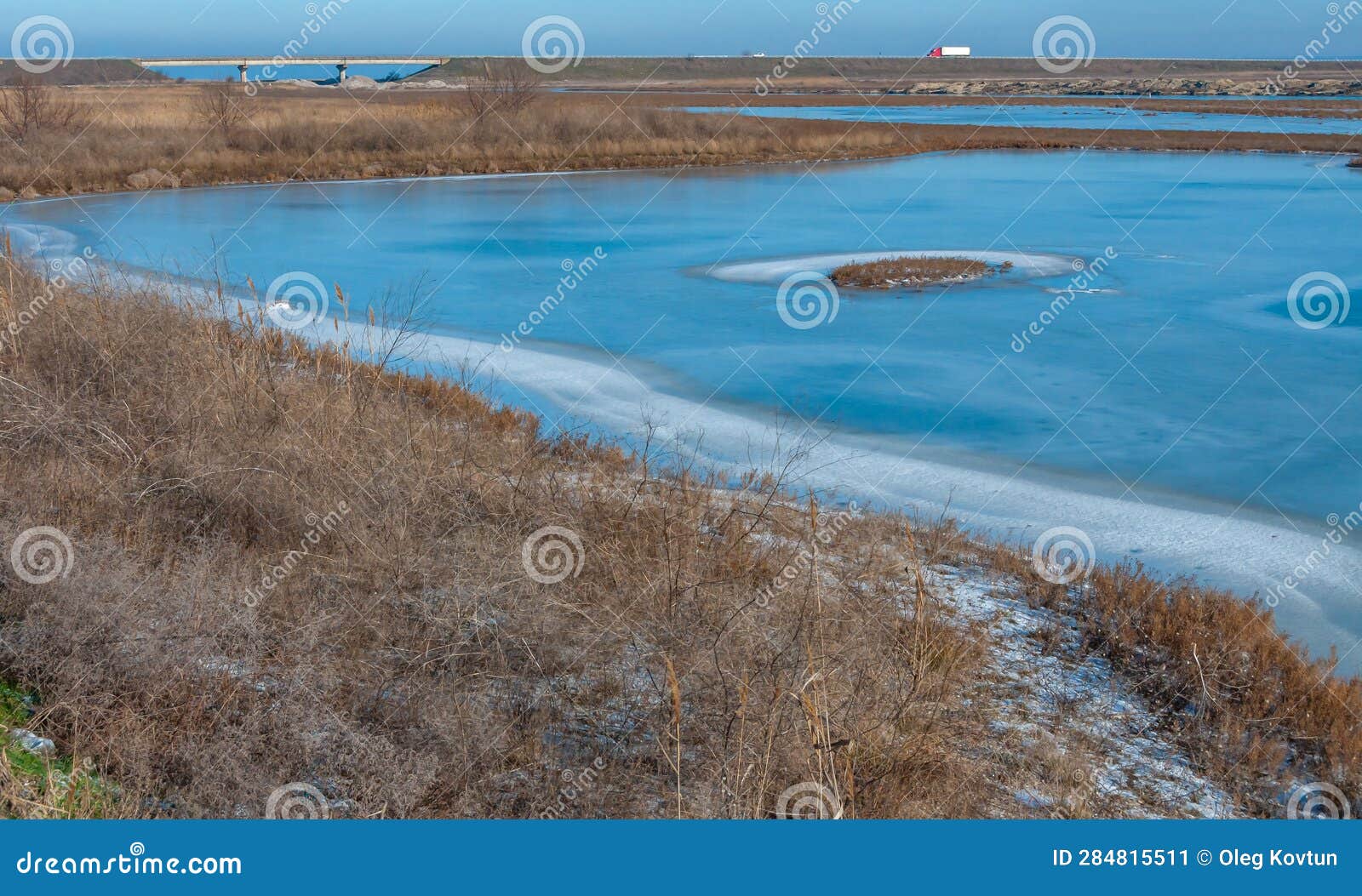 Frozen Water, Patterns of Snow in Small Lakes. Tiligul Estuary, Ukraine ...