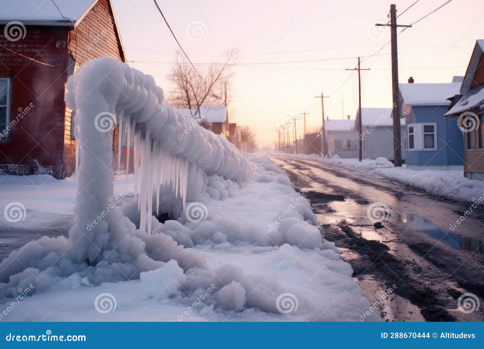 Frozen Water Pipe that Has Burst Causing Ice Formation Stock Photo ...