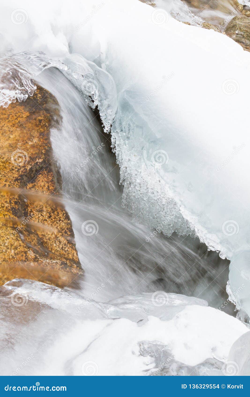 Frozen Water in a Small Waterfall Stock Photo - Image of fresh, fall ...