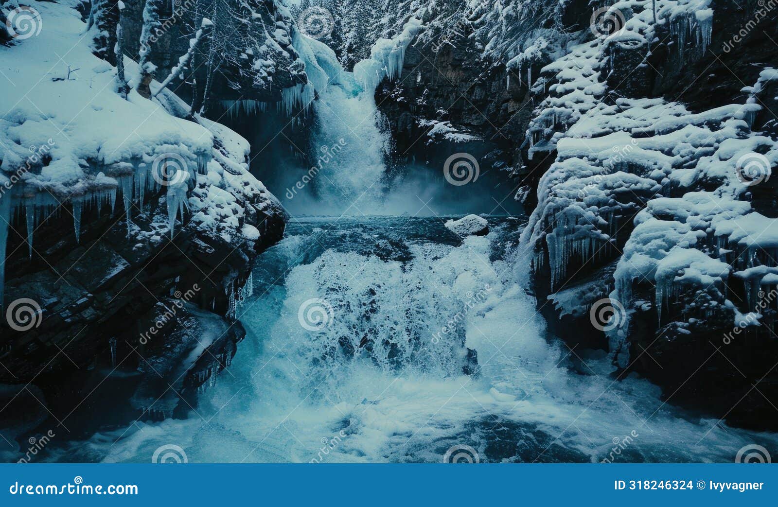 Frozen Waterfall Background Stock Photo - Image of tourism, cold: 318246324
