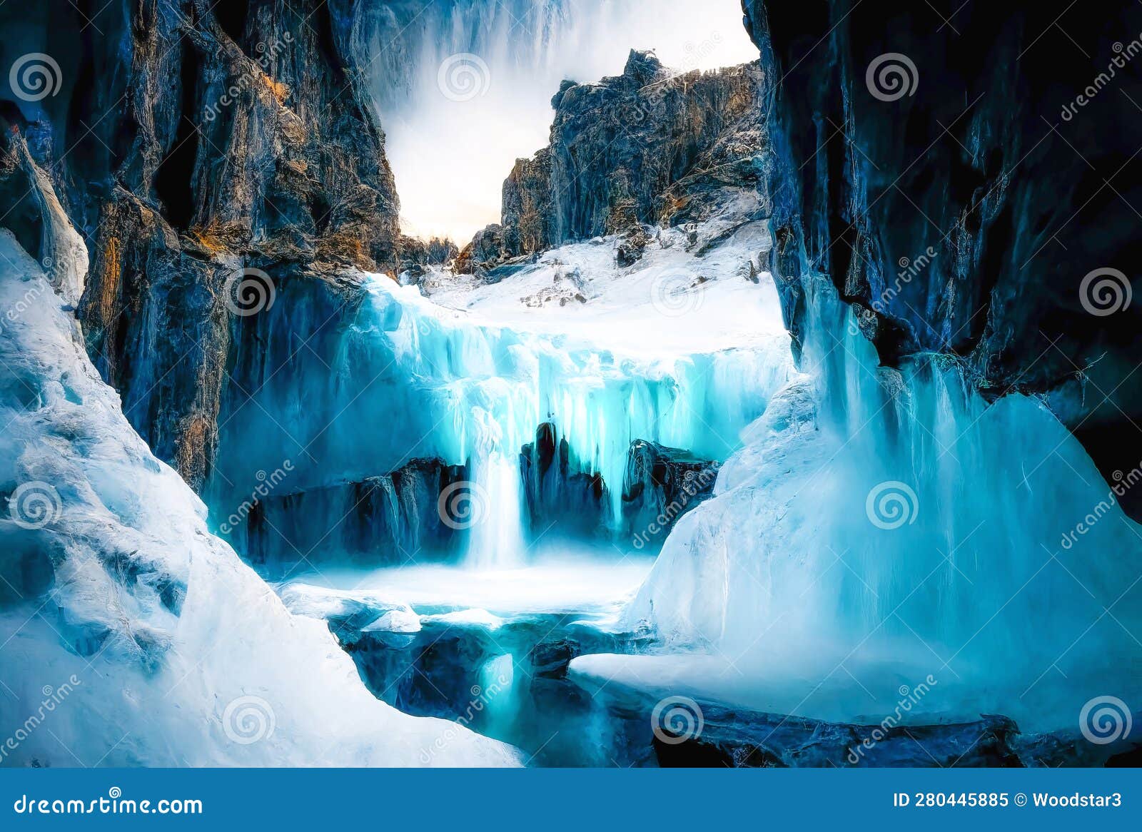 Frozen Waterfall Background, Winter Ladscape, River, Snow, Ice ...