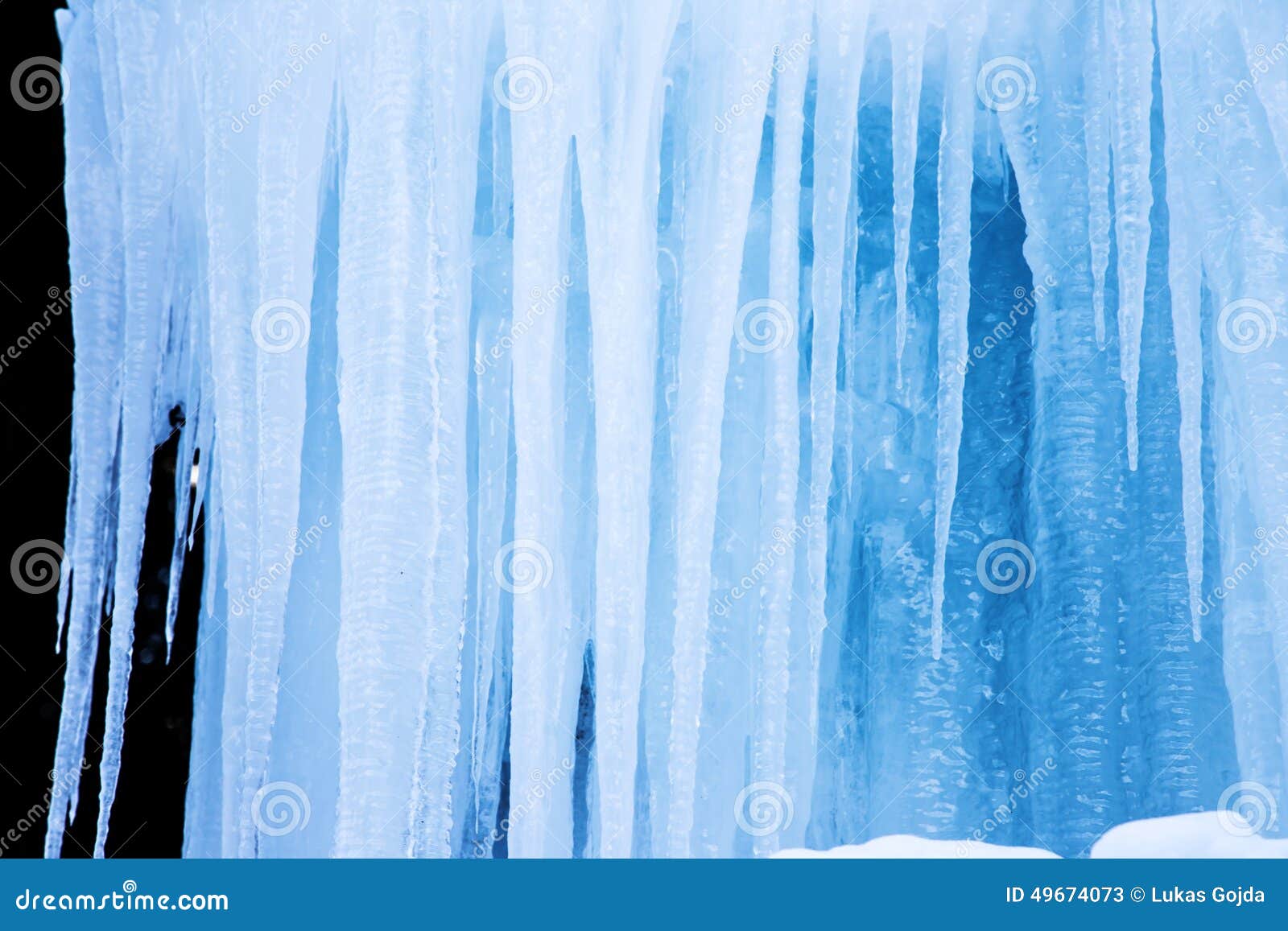 Frozen Waterfall of Blue Icicles Stock Image - Image of icicle, clear ...