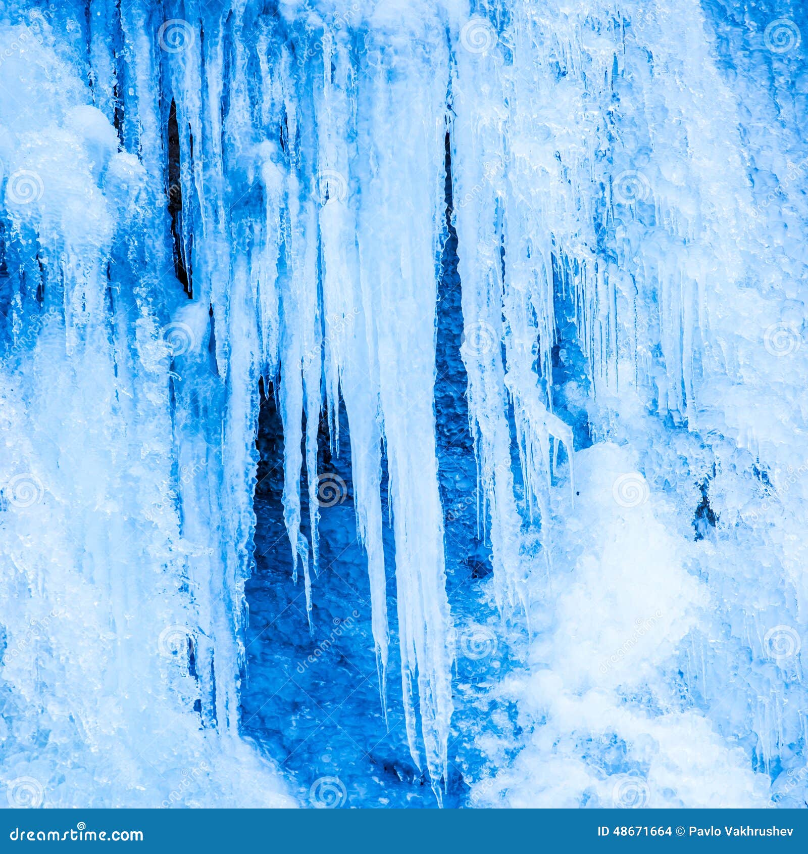 Frozen Waterfall of Blue Icicles Stock Photo - Image of fresh ...