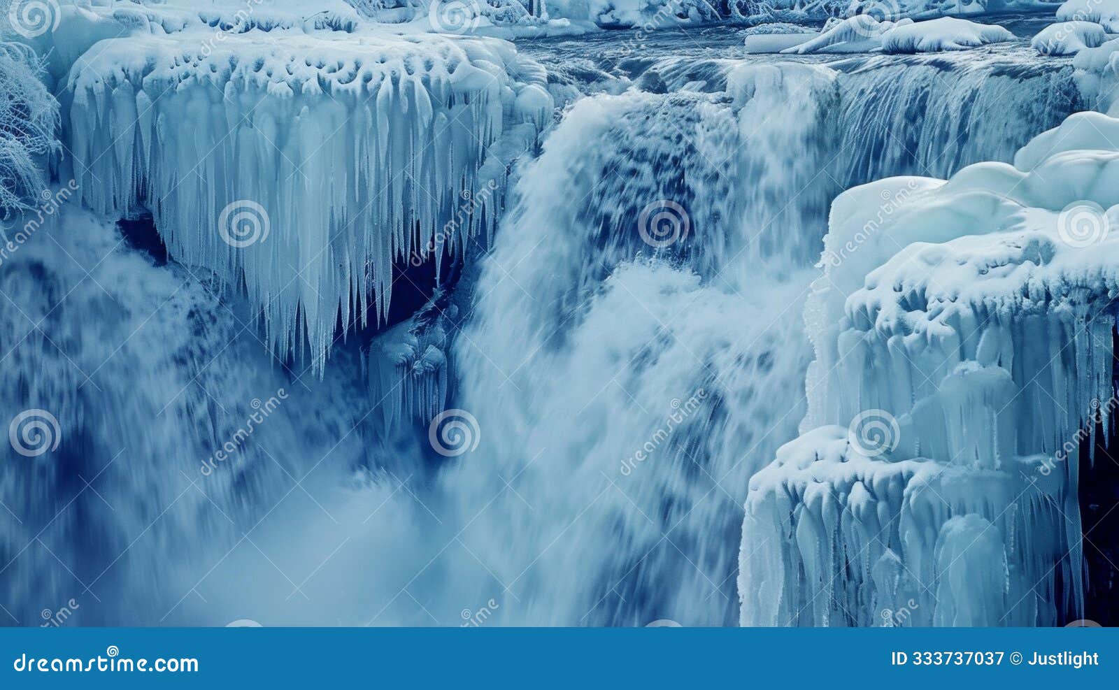 A Frozen Waterfall Cascading into a Series of Ice Pools Creating a ...