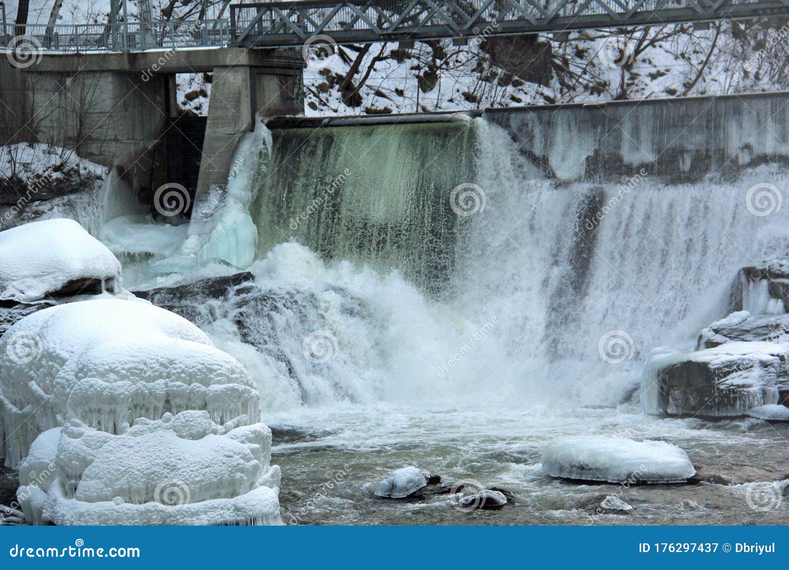 Frozen Waterfall Flow from an Electrical Barrage Stock Image - Image of ...