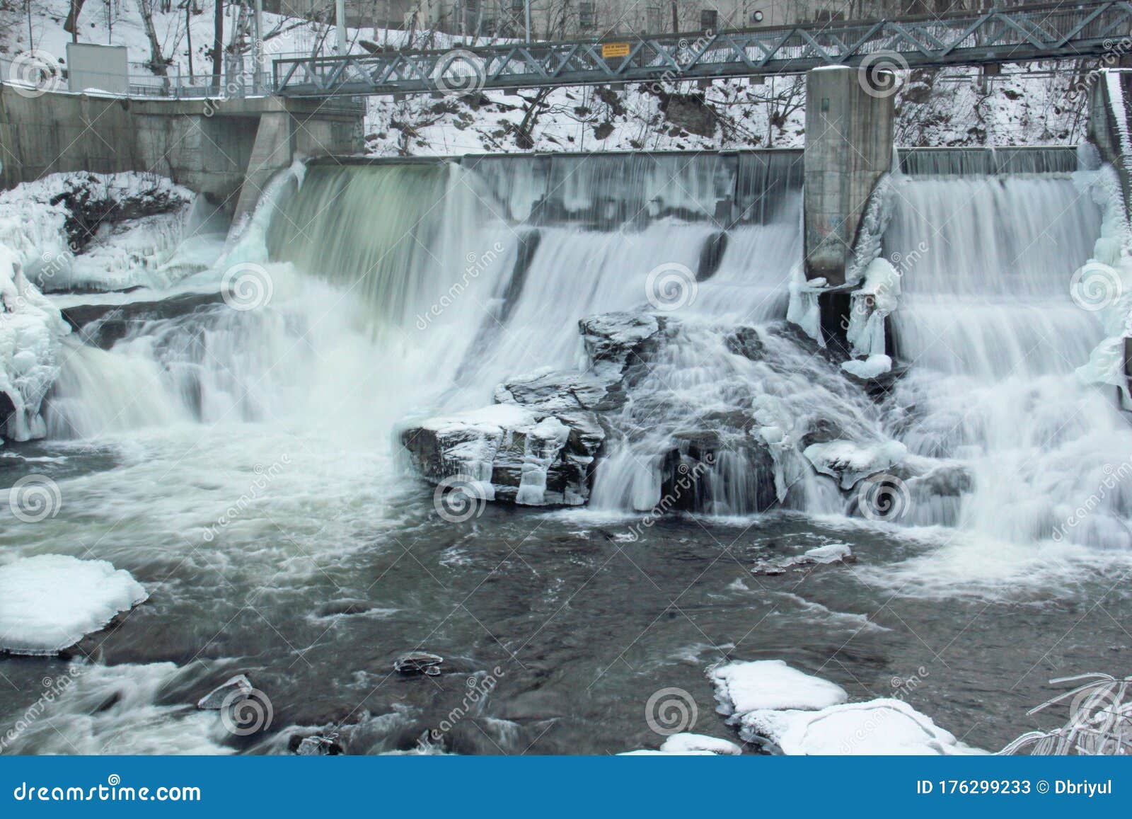 Frozen Waterfall Flow from an Electrical Barrage Stock Image - Image of ...