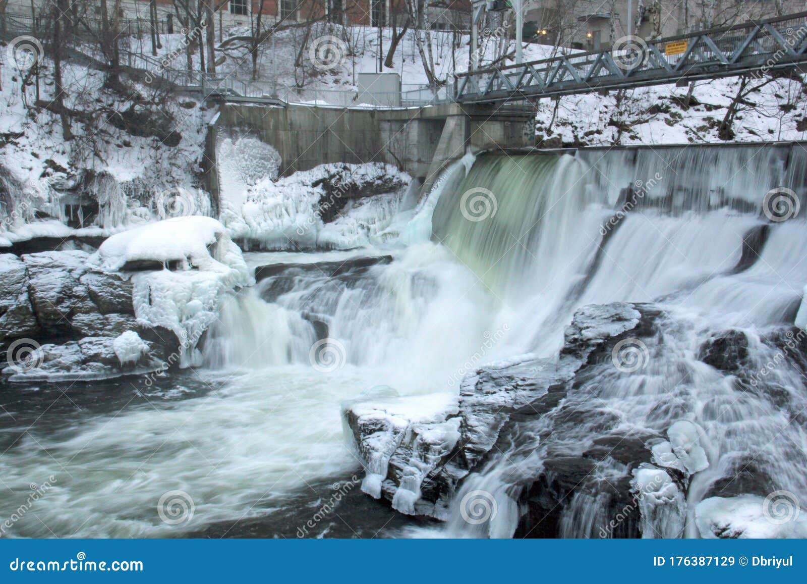 Frozen Waterfall Flow from an Electrical Barrage Stock Image - Image of ...