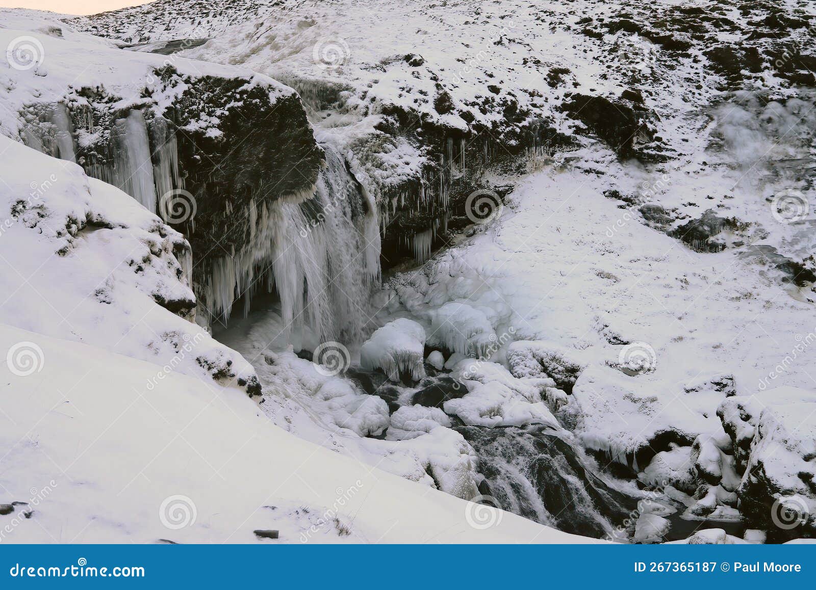 Frozen Waterfall Highlands of Iceland in Winter Stock Image - Image of ...