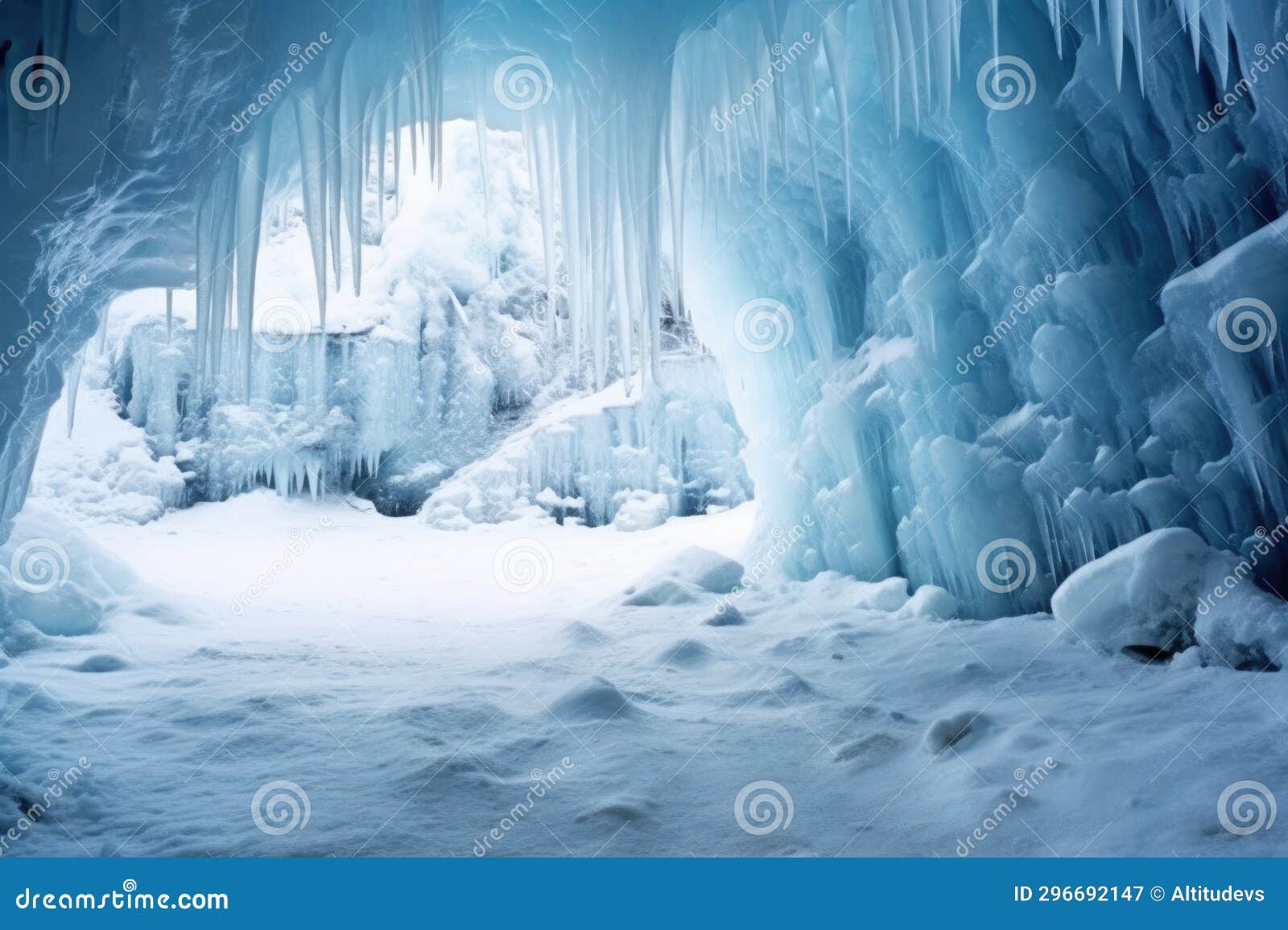 Frozen Waterfall within an Ice Cave Stock Image - Image of frosty ...