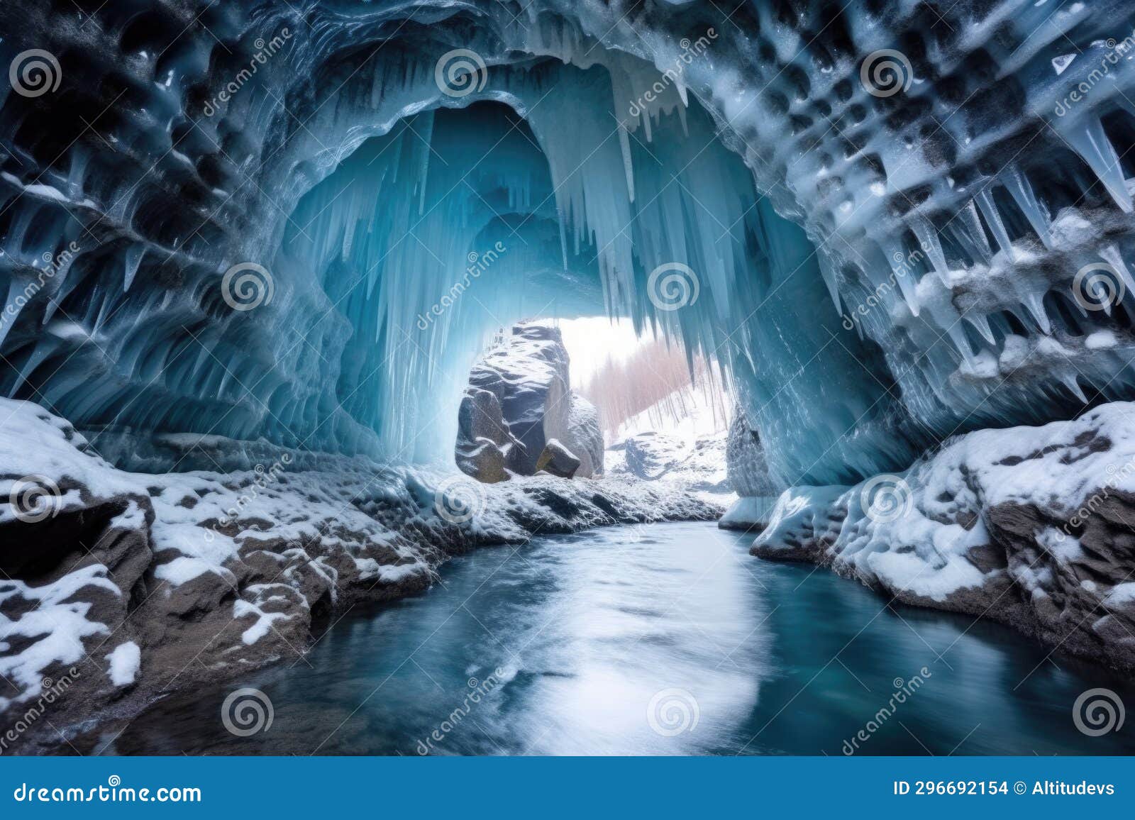 Frozen Waterfall within an Ice Cave Stock Photo - Image of cold, frozen ...