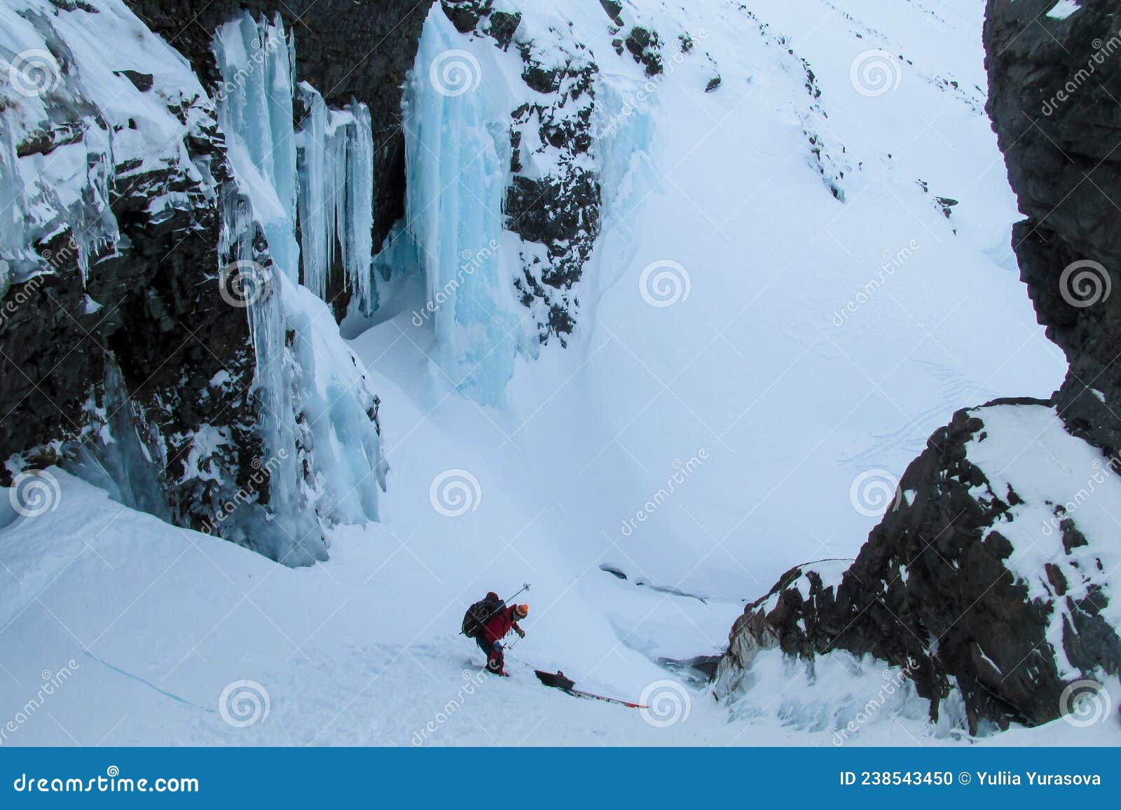 Frozen Waterfall Ice, Icefall Stock Photo - Image of landscape, pine ...