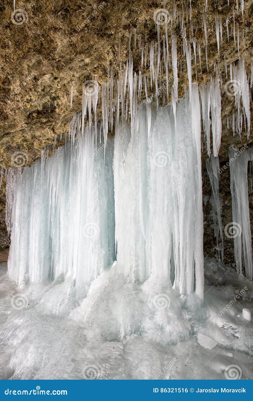 Frozen waterfall. Icefall stock photo. Image of crystal - 86321516