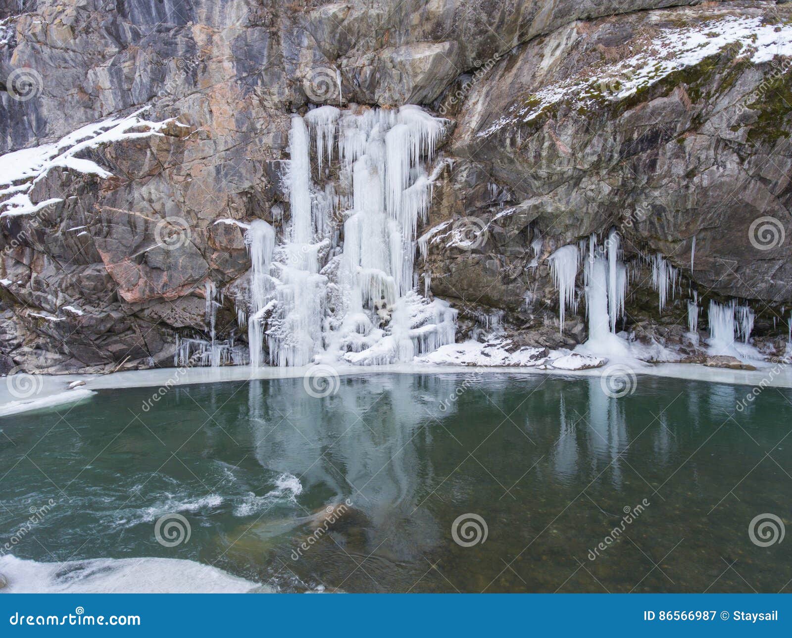 Frozen Waterfall Over the Lake Stock Image - Image of nature, frozen ...