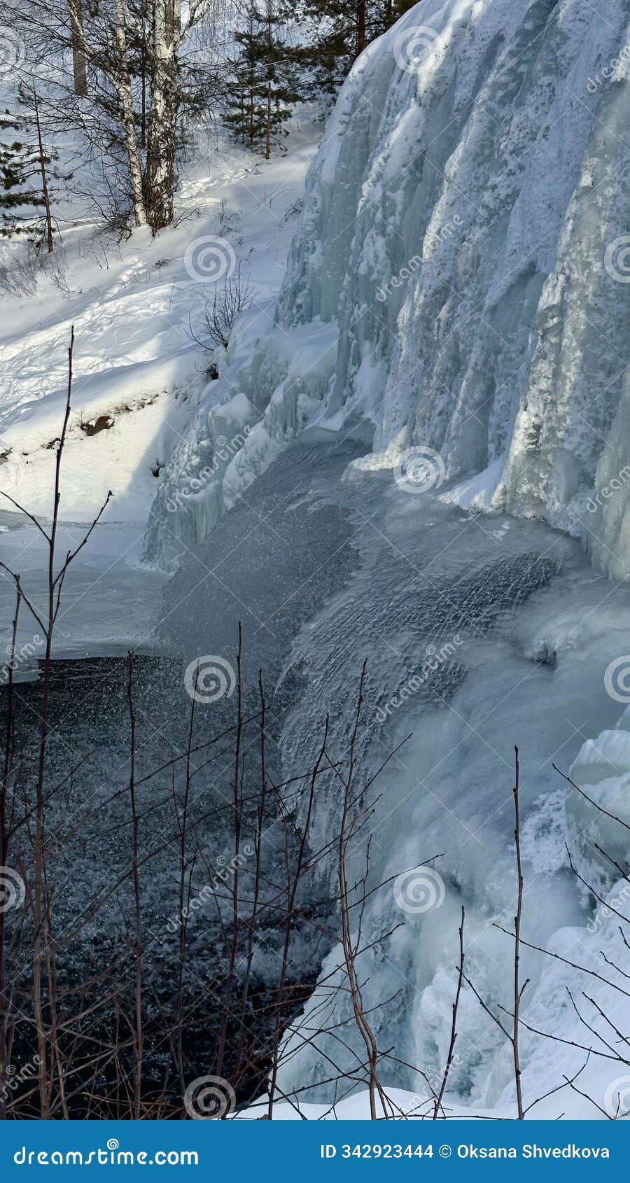 Frozen Waterfall on the River on a Freezing Winter Day Stock Photo ...