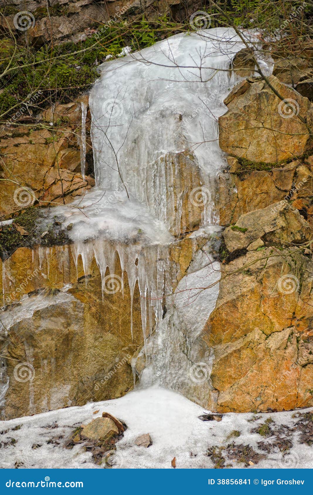 Frozen Waterfall stock image. Image of fall, white, stone - 38856841