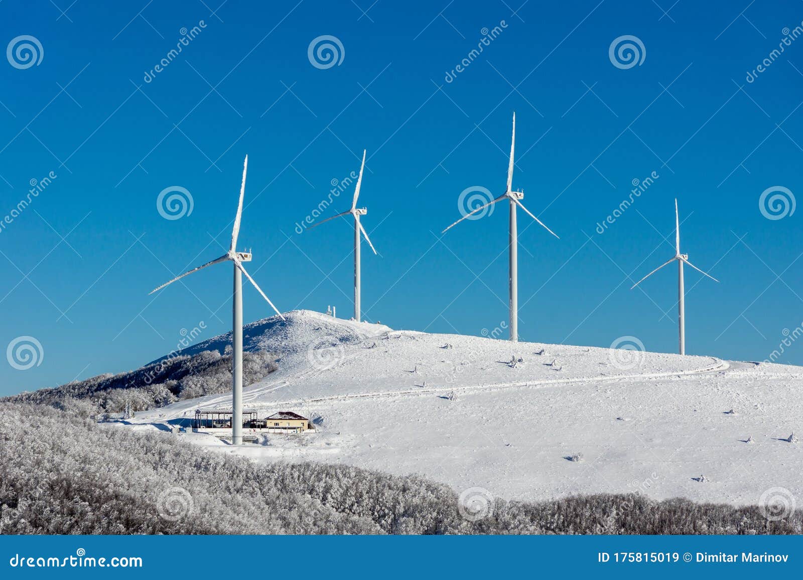Frozen wind turbines stock image. Image of spinner, rotate - 175815019