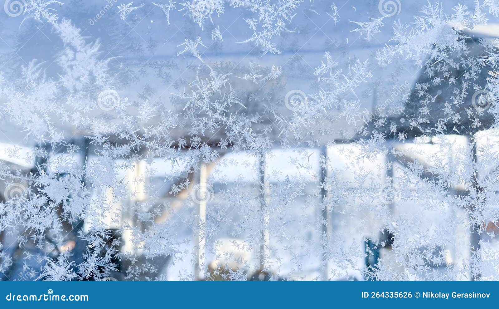 Frozen Window, Beautiful Snowflakes on the Window Stock Photo - Image ...