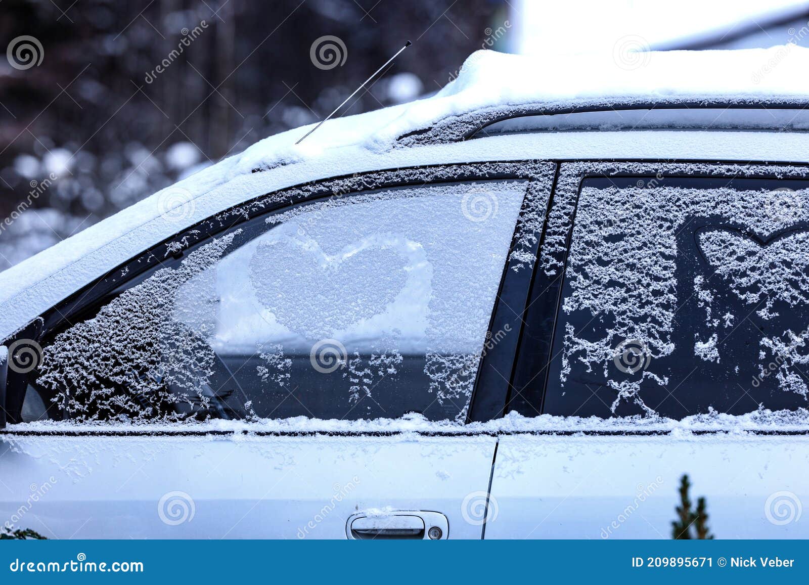 Frozen Windshield in the Snow with a Heart Stock Image - Image of ...