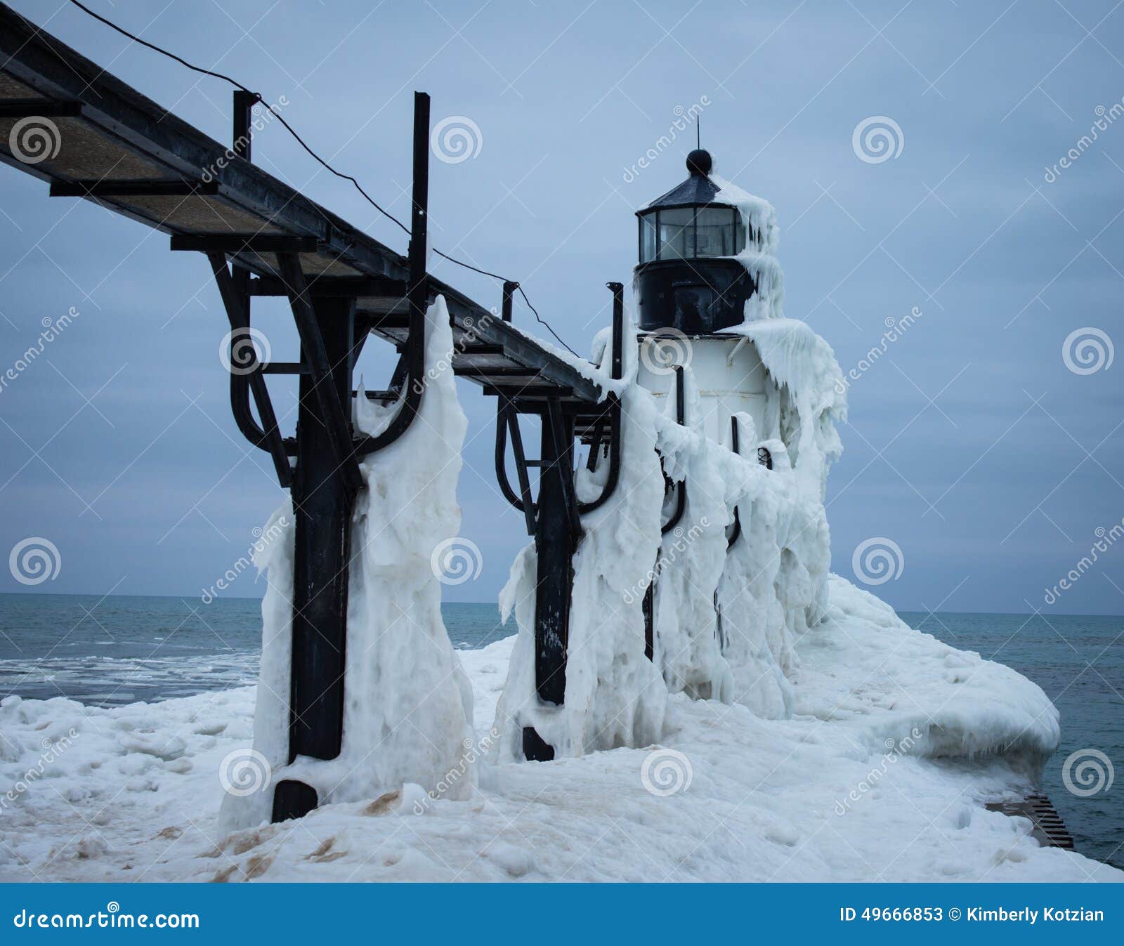 Frozen Winter Lighthouse stock image. Image of nature - 49666853