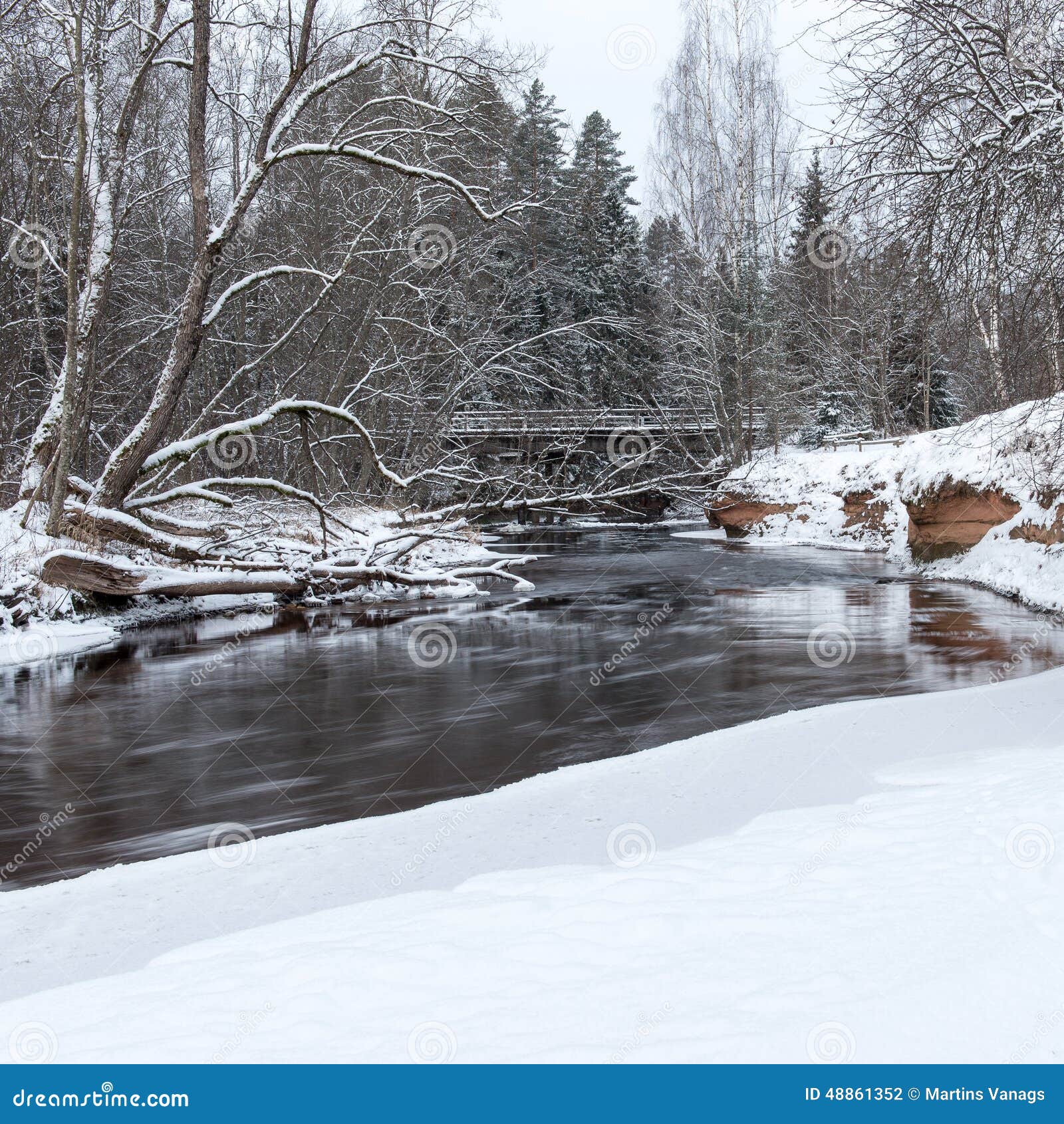Frozen Winter River Landscape Stock Photo - Image of landscape ...