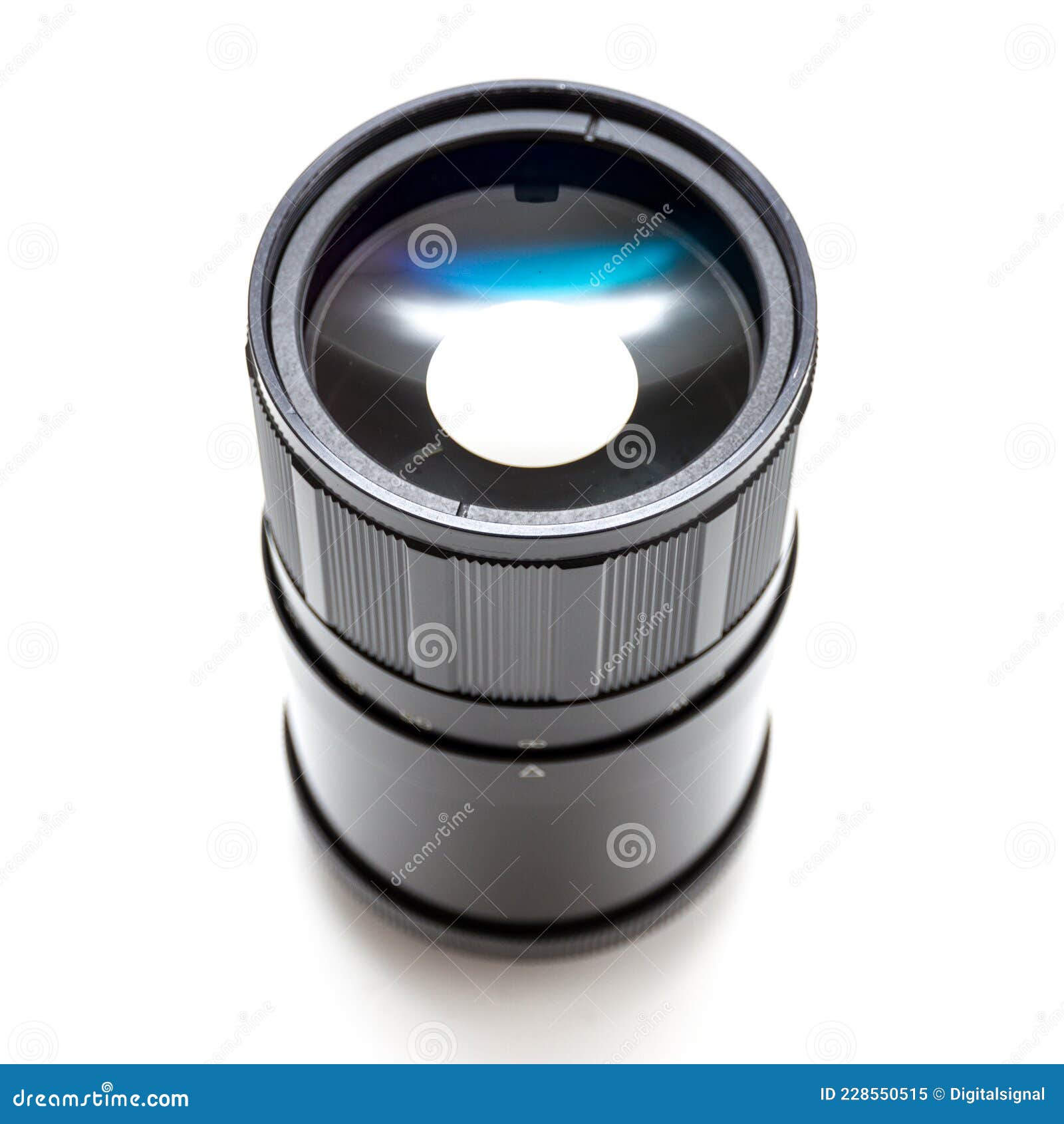 Front View of a Soviet Era Mirror Tele Lens. Macro Studio Shot on White ...