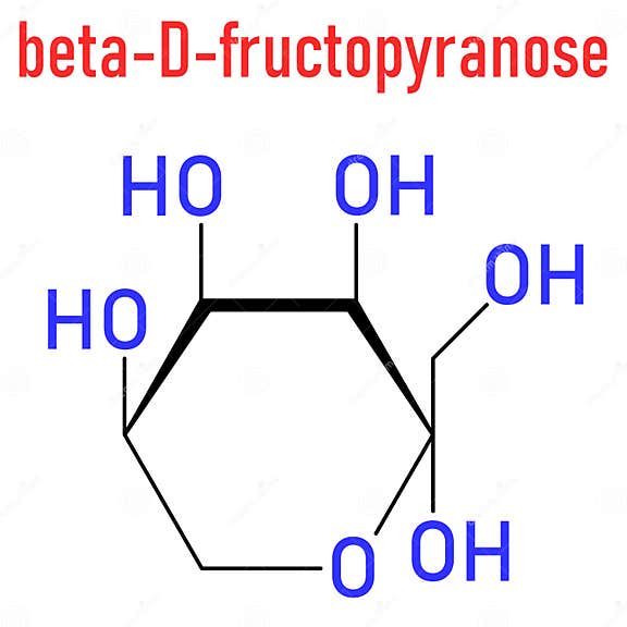 Fructose or D-fructose Fruit Sugar Molecule. Component of High-fructose ...
