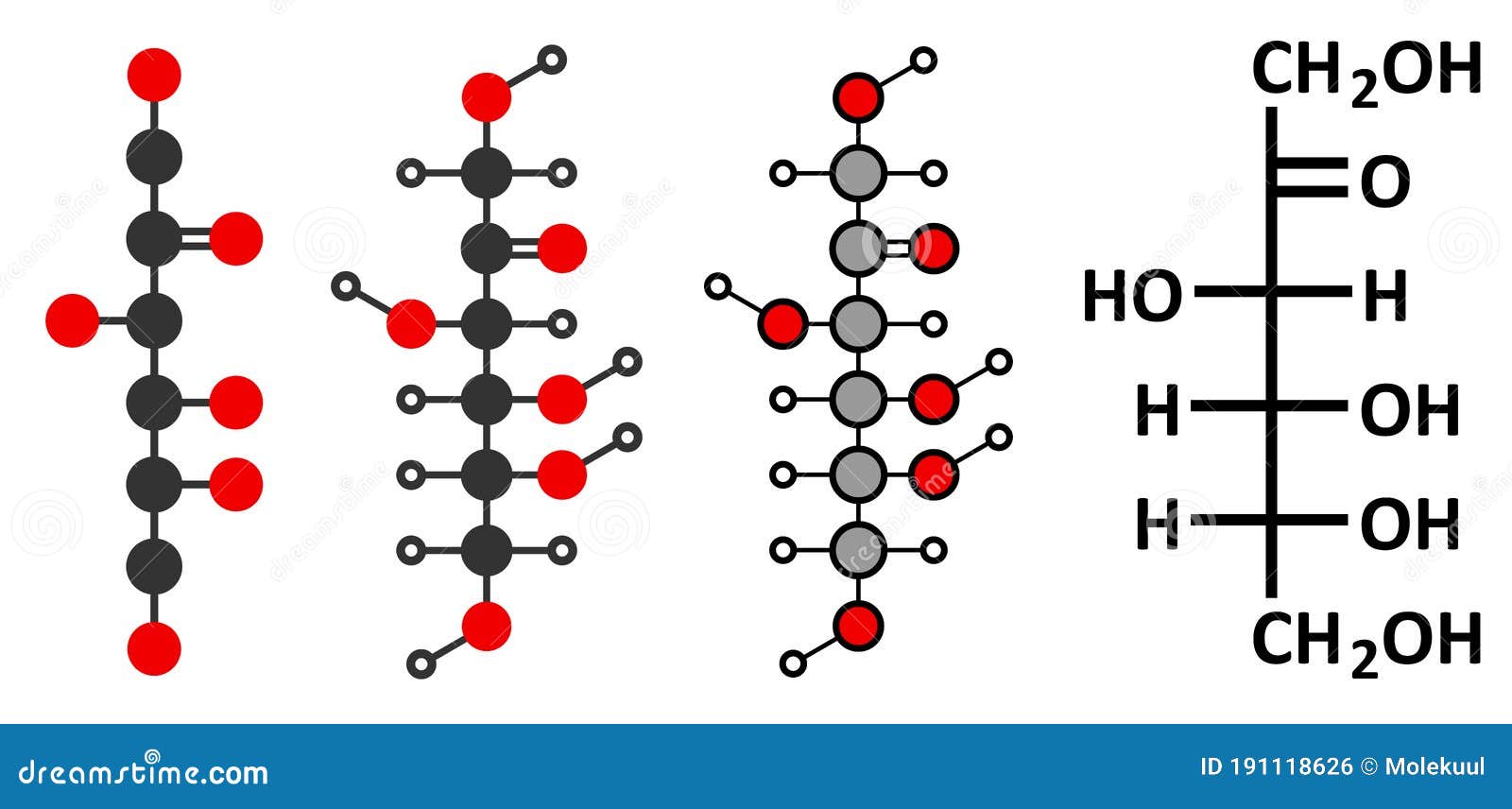 Fructose (D-fructose) Fruit Sugar Molecule. Component of High-fructose ...