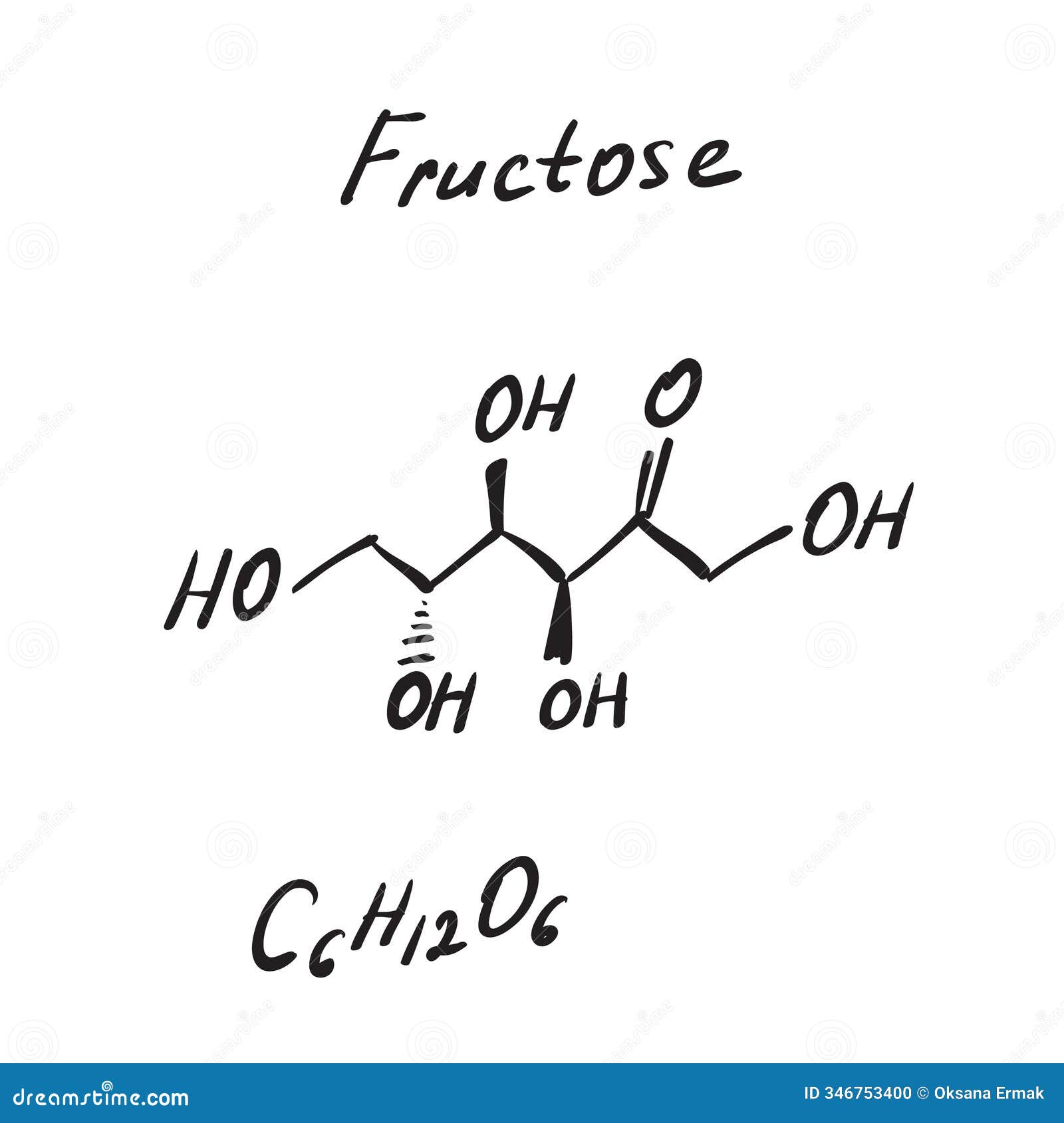 Fructose D-fructose Fruit Sugar Molecule. Component Of High-fructose ...