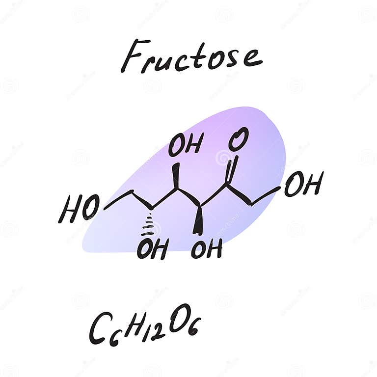 Fructose (D-fructose) Fruit Sugar Molecule Formula, High-fructose Corn ...