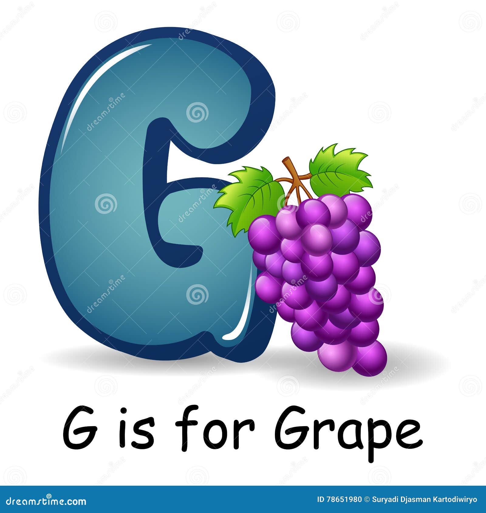 Fruit Alphabet: G is for Grape Stock Vector - Illustration of card ...