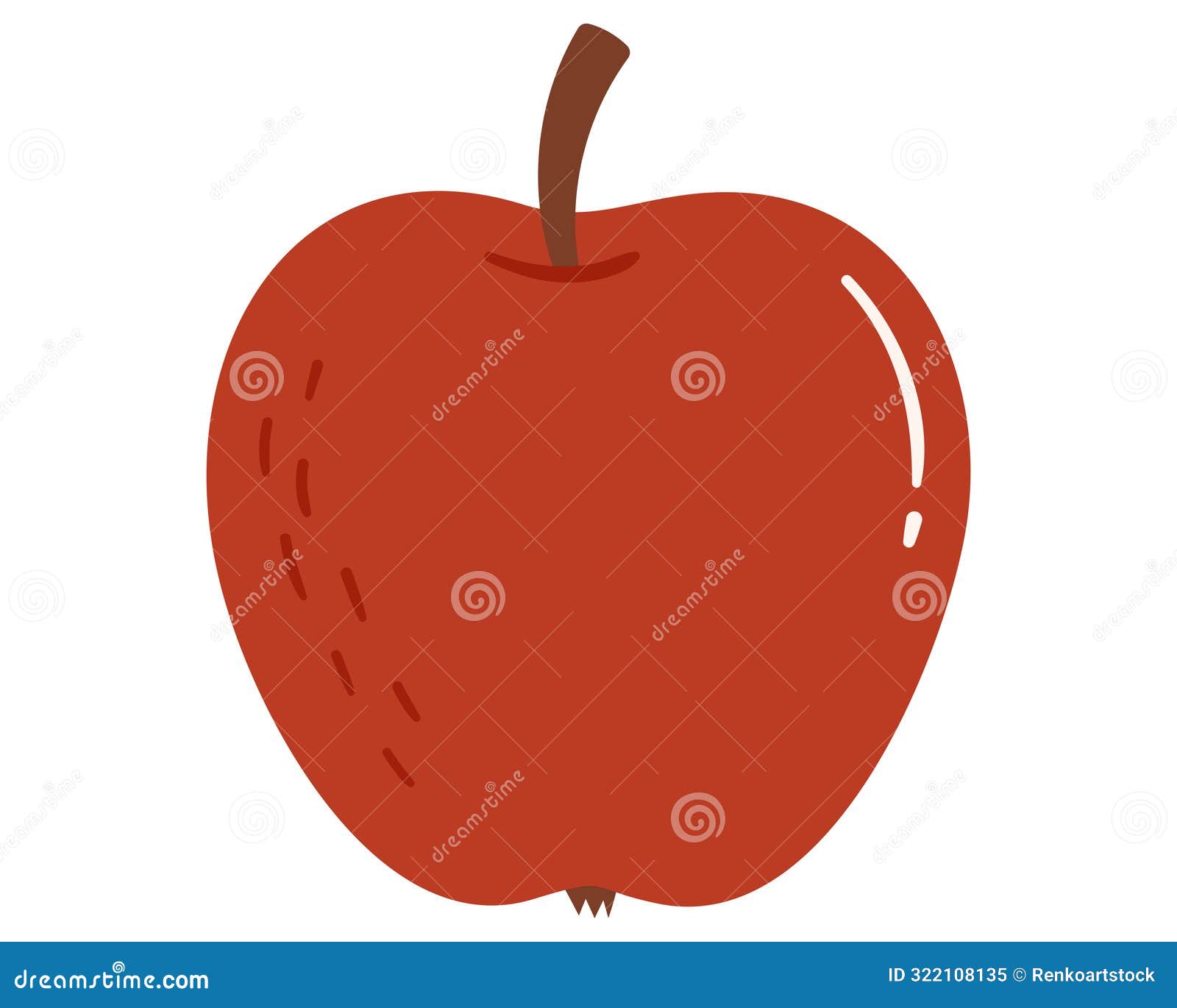 Fruit Apple in Cartoon Hand Drawn Simple Style. Editable Variable Color ...
