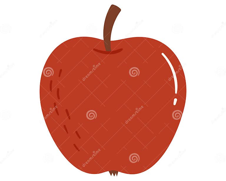 Fruit Apple in Cartoon Hand Drawn Simple Style. Editable Variable Color ...