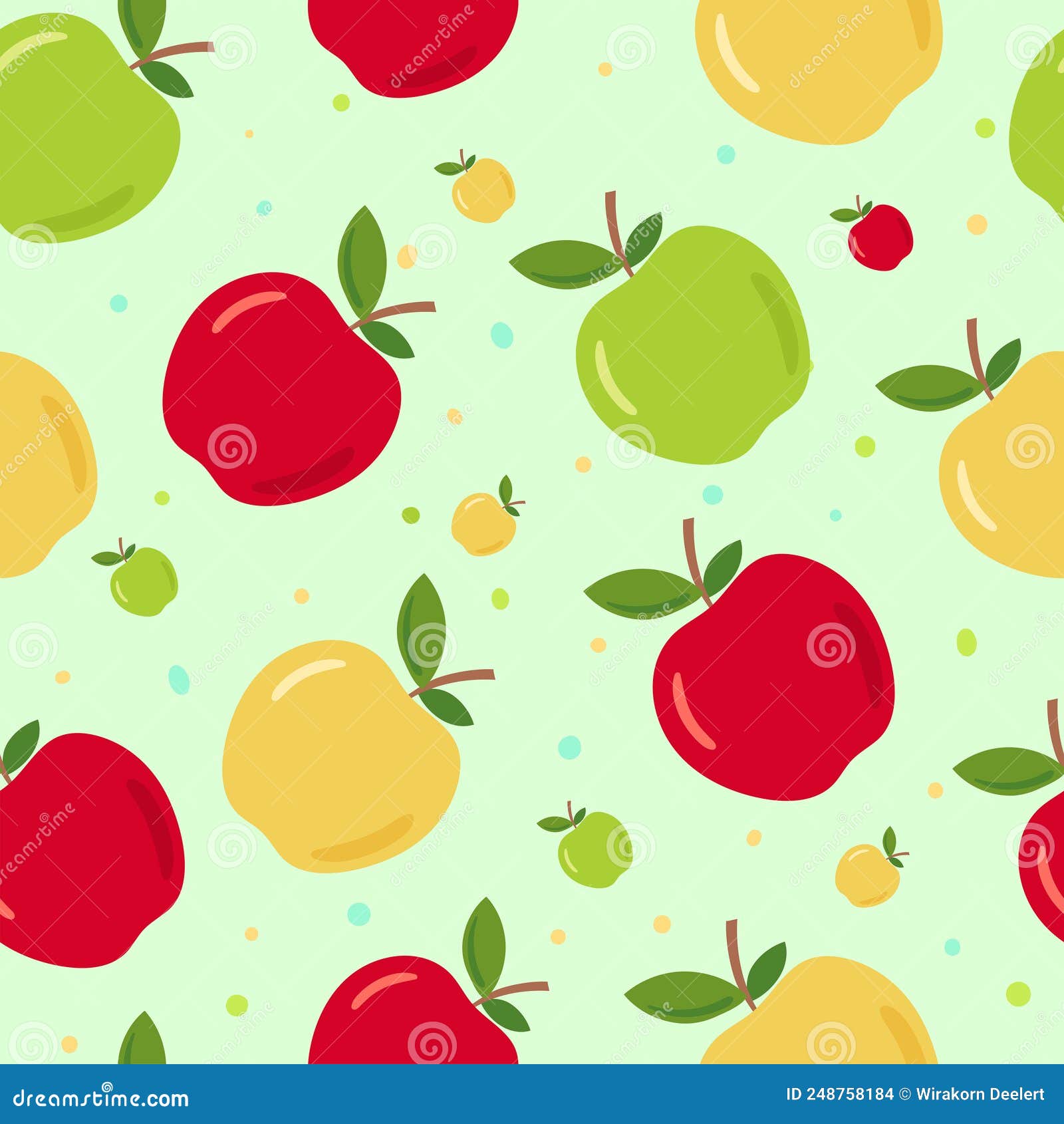 Fruit Apple Vector Seamless Pattern Stock Vector - Illustration of ...