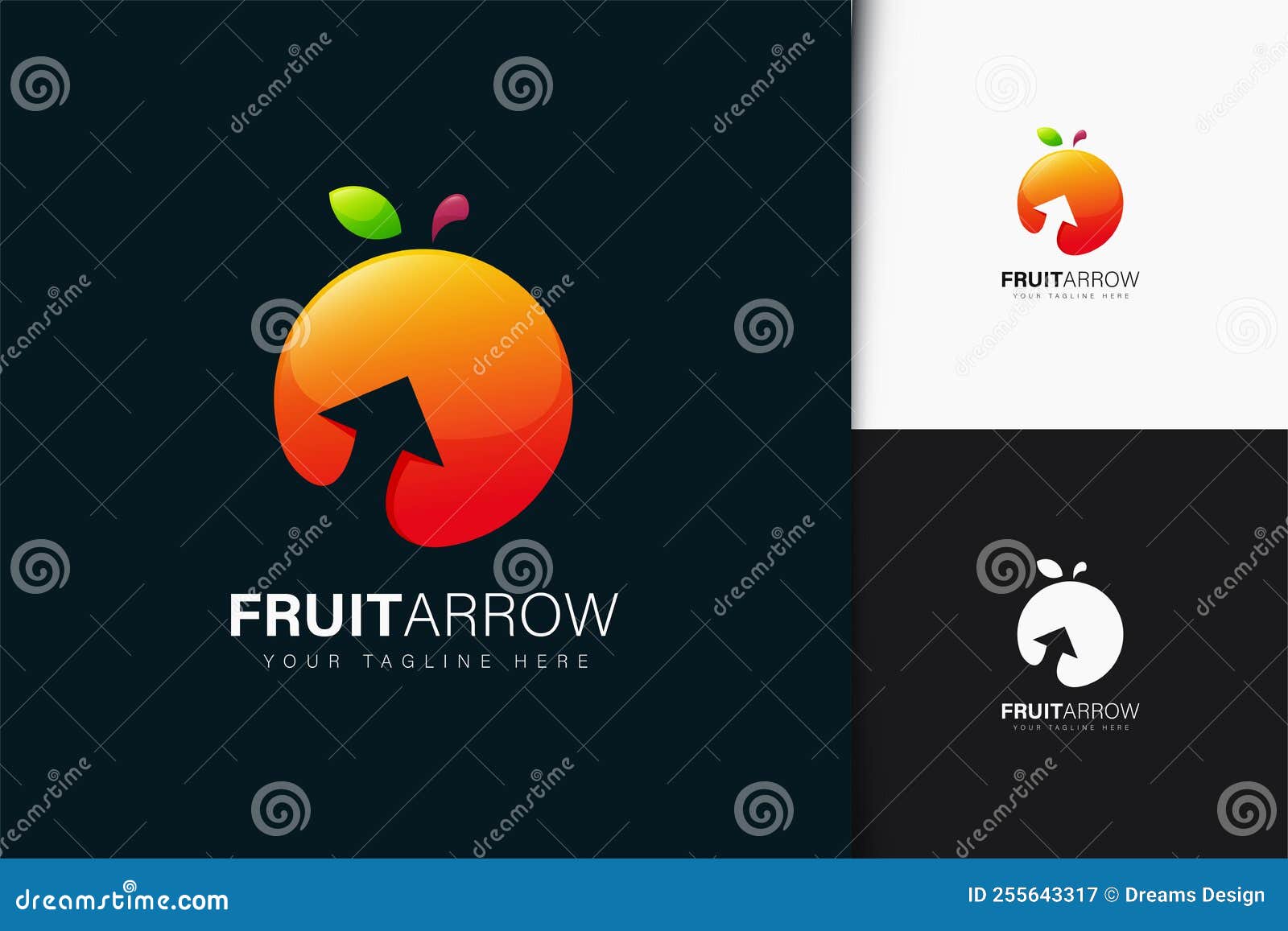 Fruit Arrow Logo Design with Gradient Stock Vector - Illustration of ...