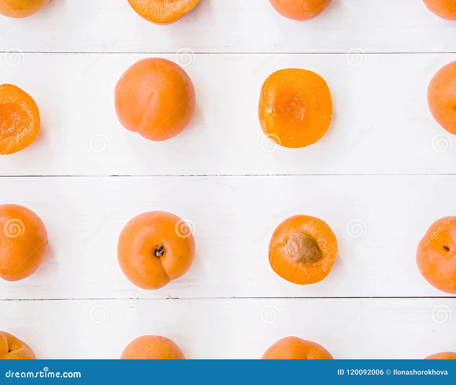 Fresh Apricot Creative Pattern in Square on White Wooden Background ...