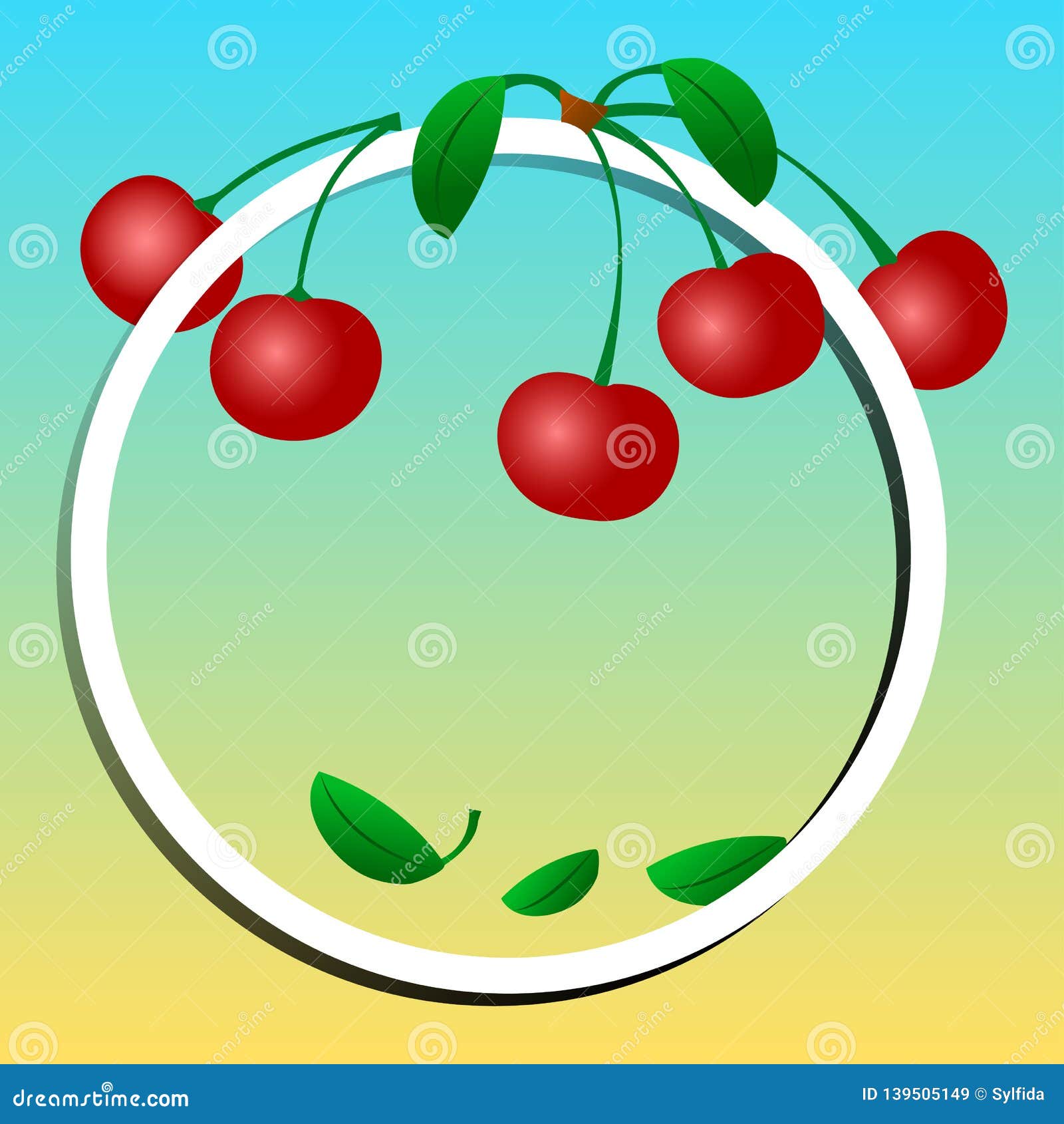 Fruit Banner, Cherries on Frame. Vector Illustration Stock Illustration ...