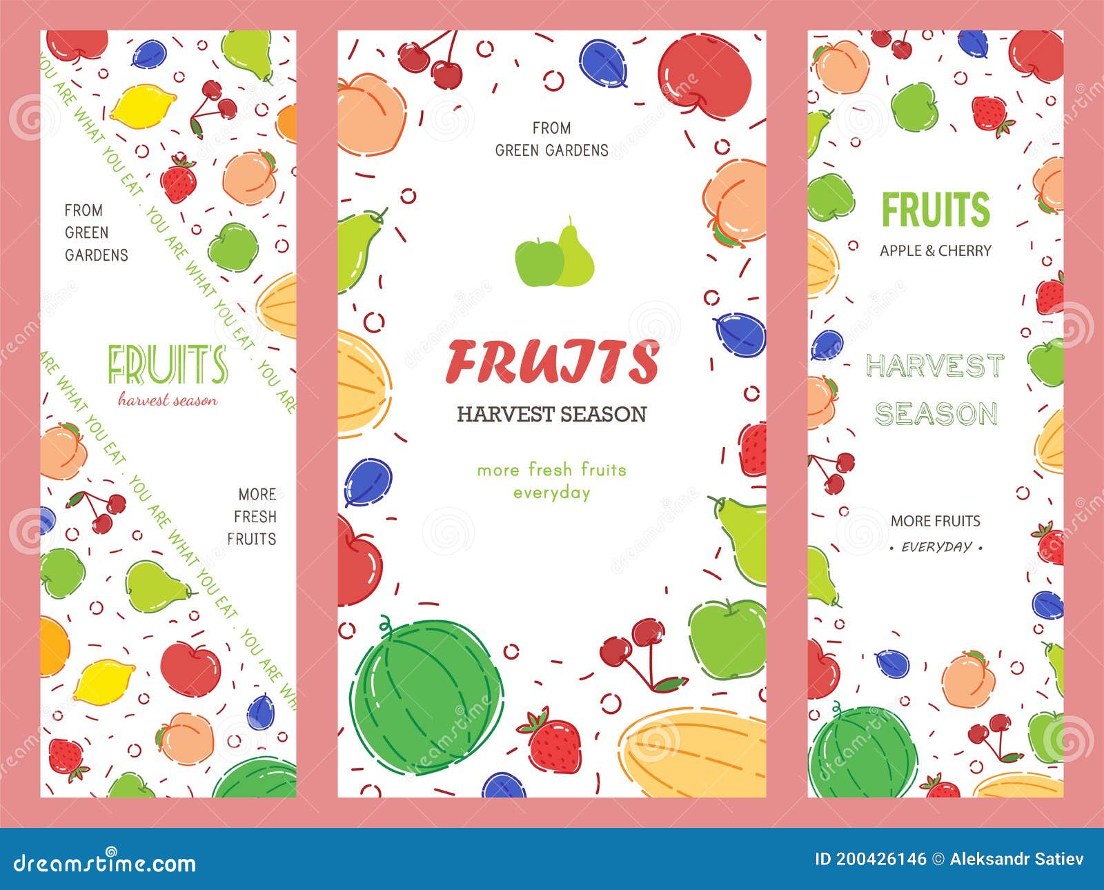 Fruit Banner Collection for Restaurant Menu Design Stock Vector ...