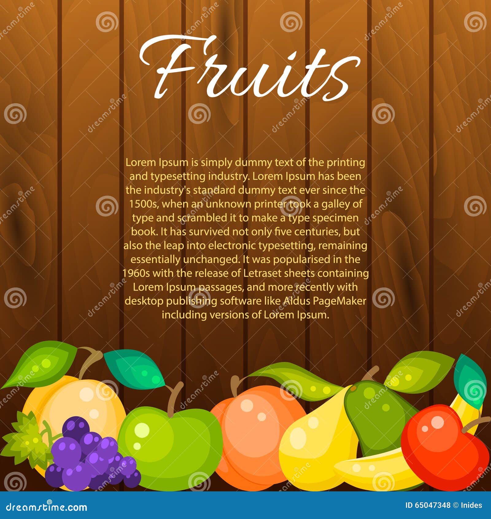 Fruit Banner on Wood Background Stock Vector - Illustration of ...