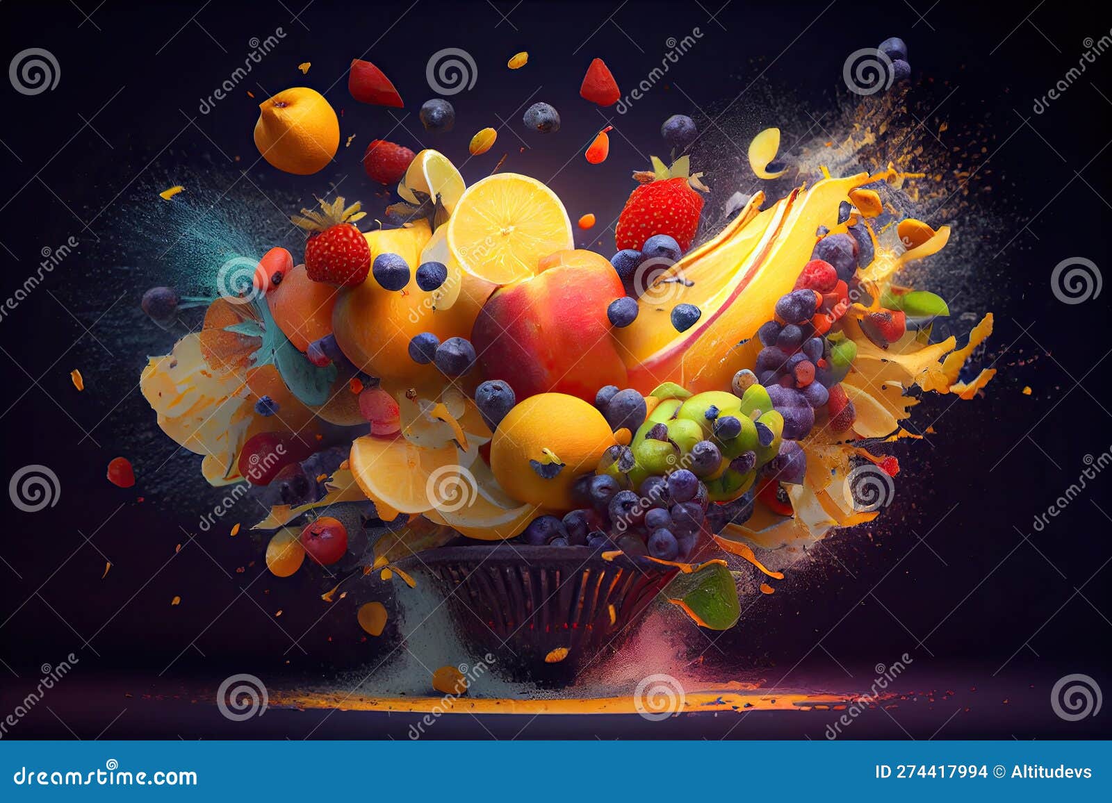A Fruit Basket Exploding with Fresh Summer Fruits, Ready To Be Enjoyed ...